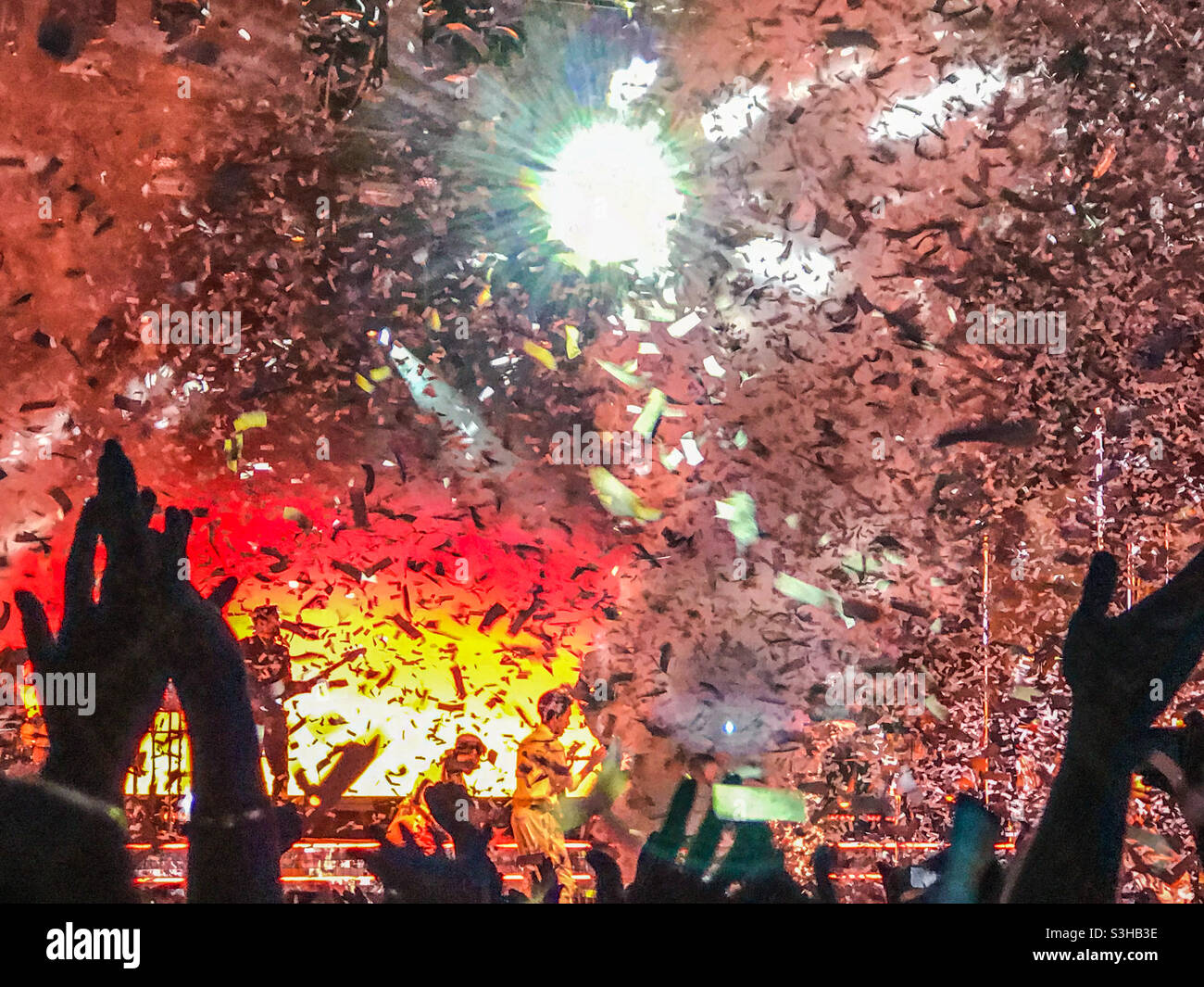 Ticker tape at a concert Stock Photo - Alamy