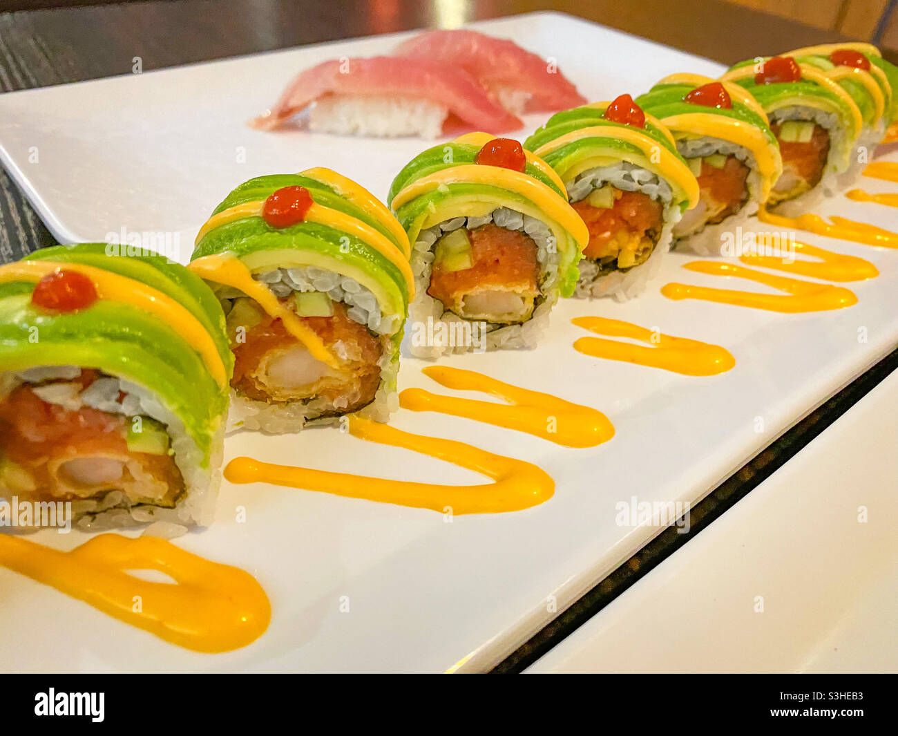 Spicy tempura tuna roll hi-res stock photography and images - Alamy
