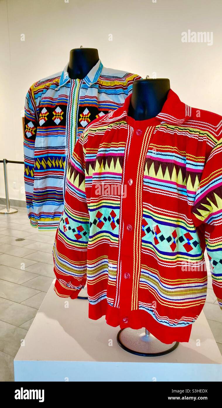 Native American Seminole Indian Handmade Shirts on Display Stock Photo ...
