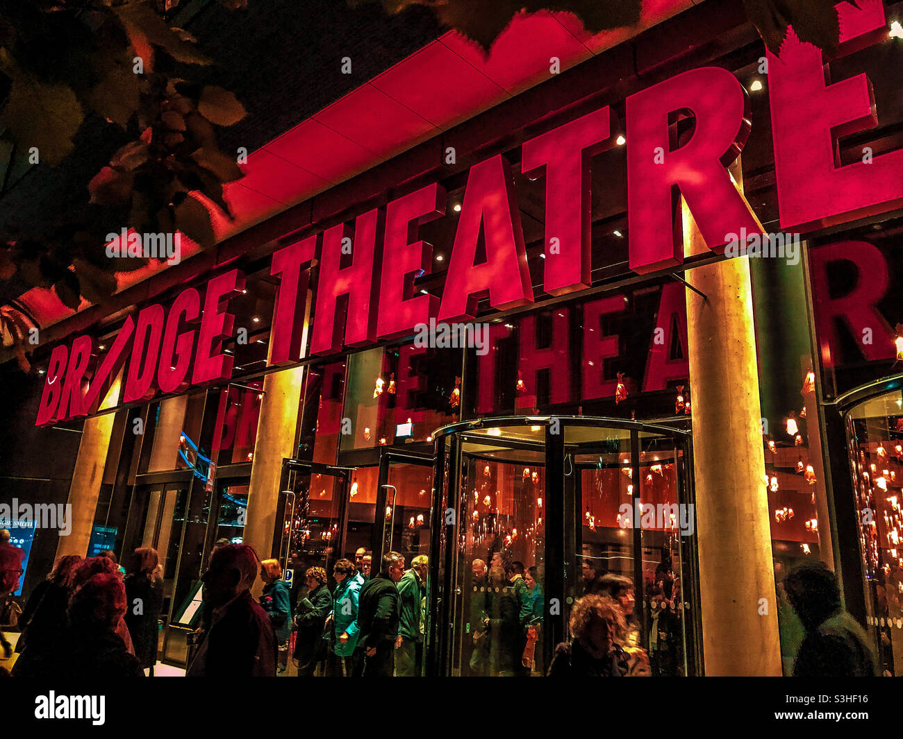 Bridge theatre entrance, London Stock Photo - Alamy