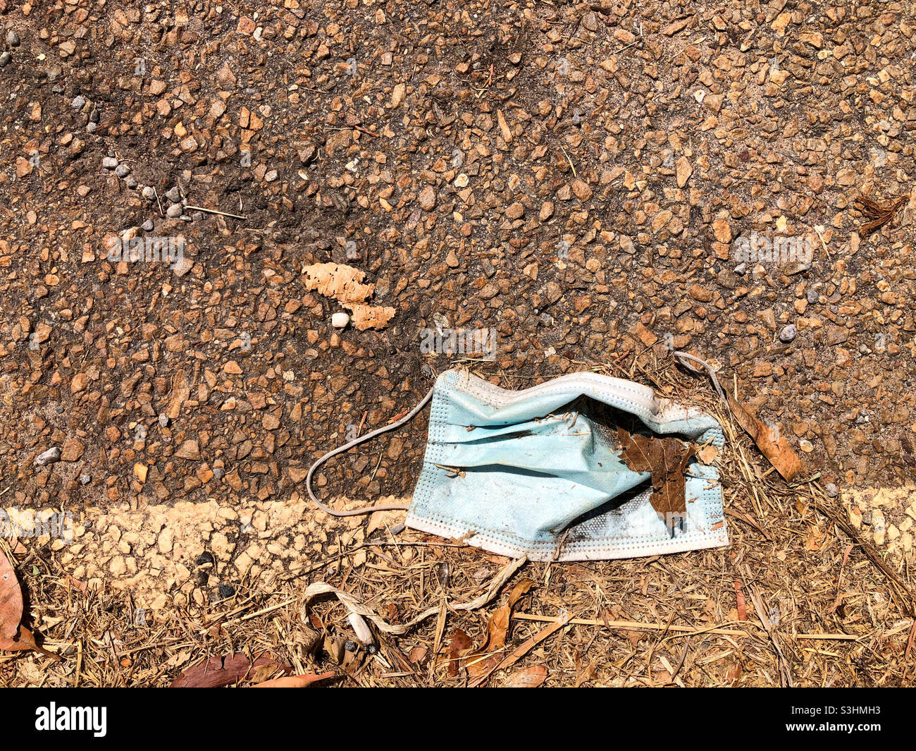 Disposable face mask on the roadside Stock Photo - Alamy
