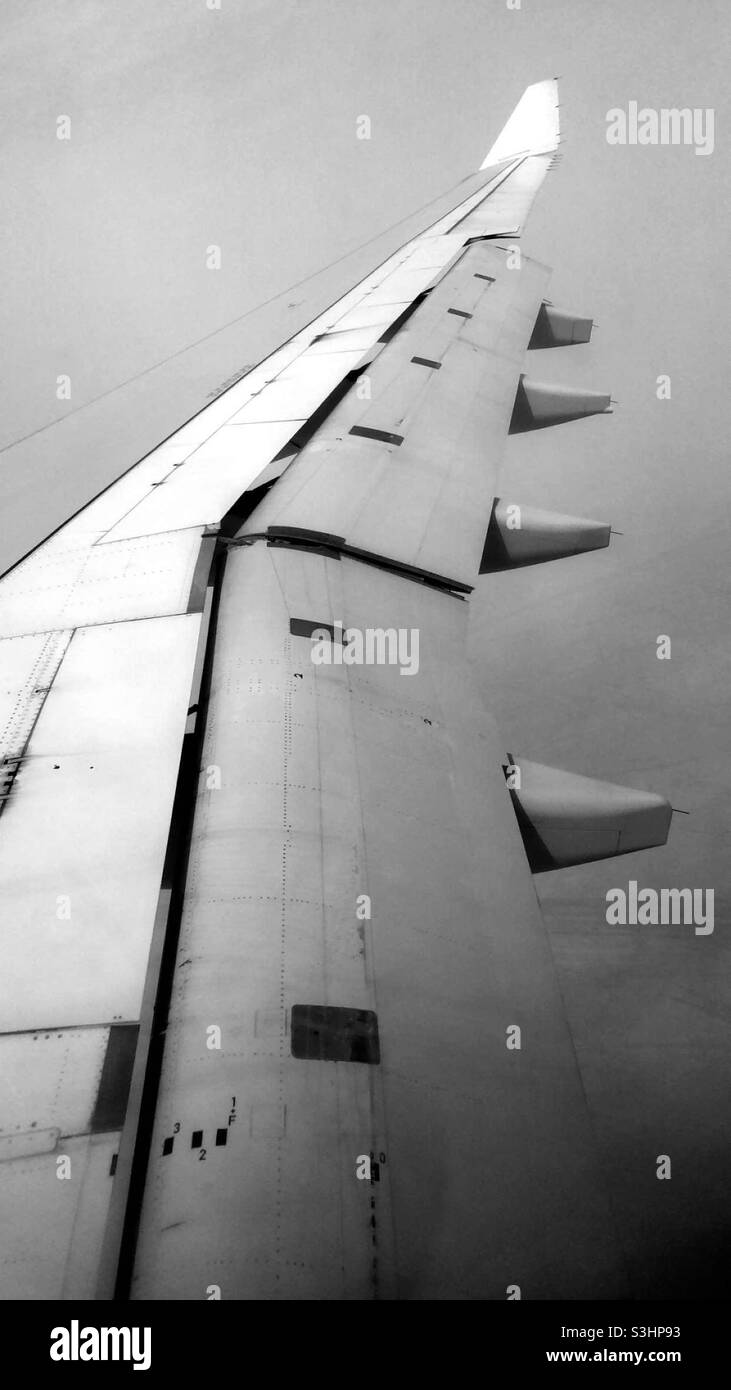 Airplane landing view Black and White Stock Photos & Images - Alamy