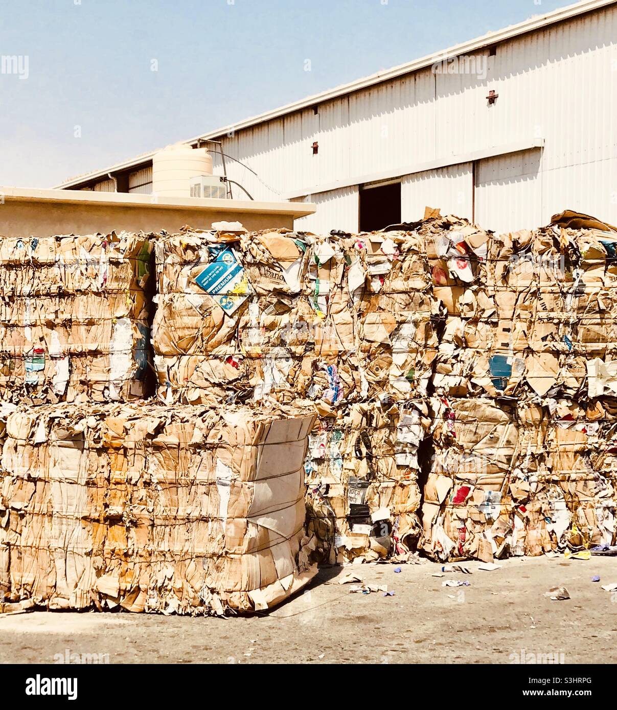Piles of cardboard for recycling in the Middle East Stock Photo - Alamy