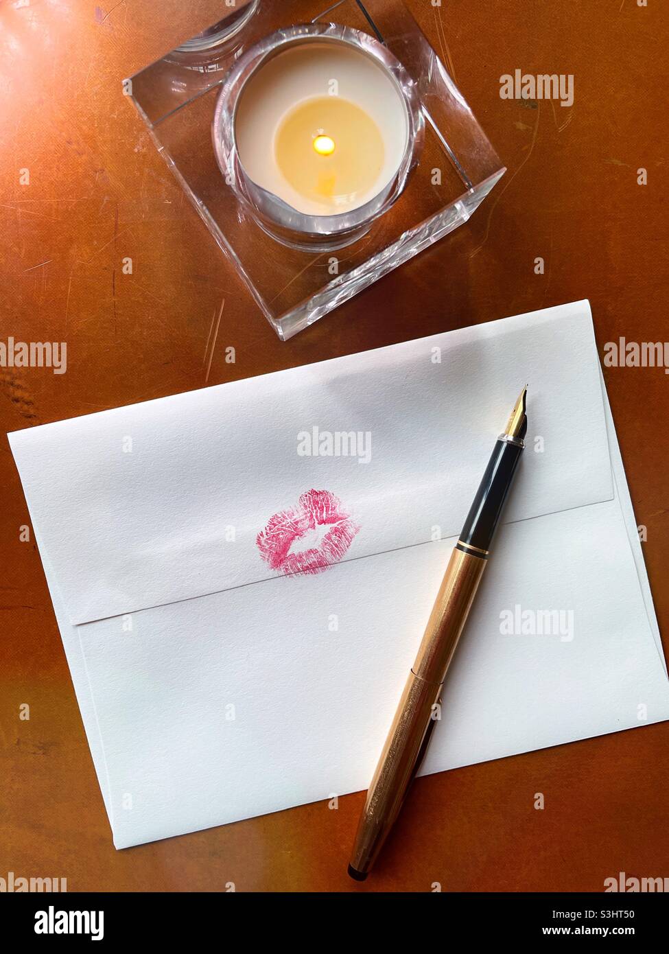 Love letter is sealed with a kiss close up Stock Photo - Alamy