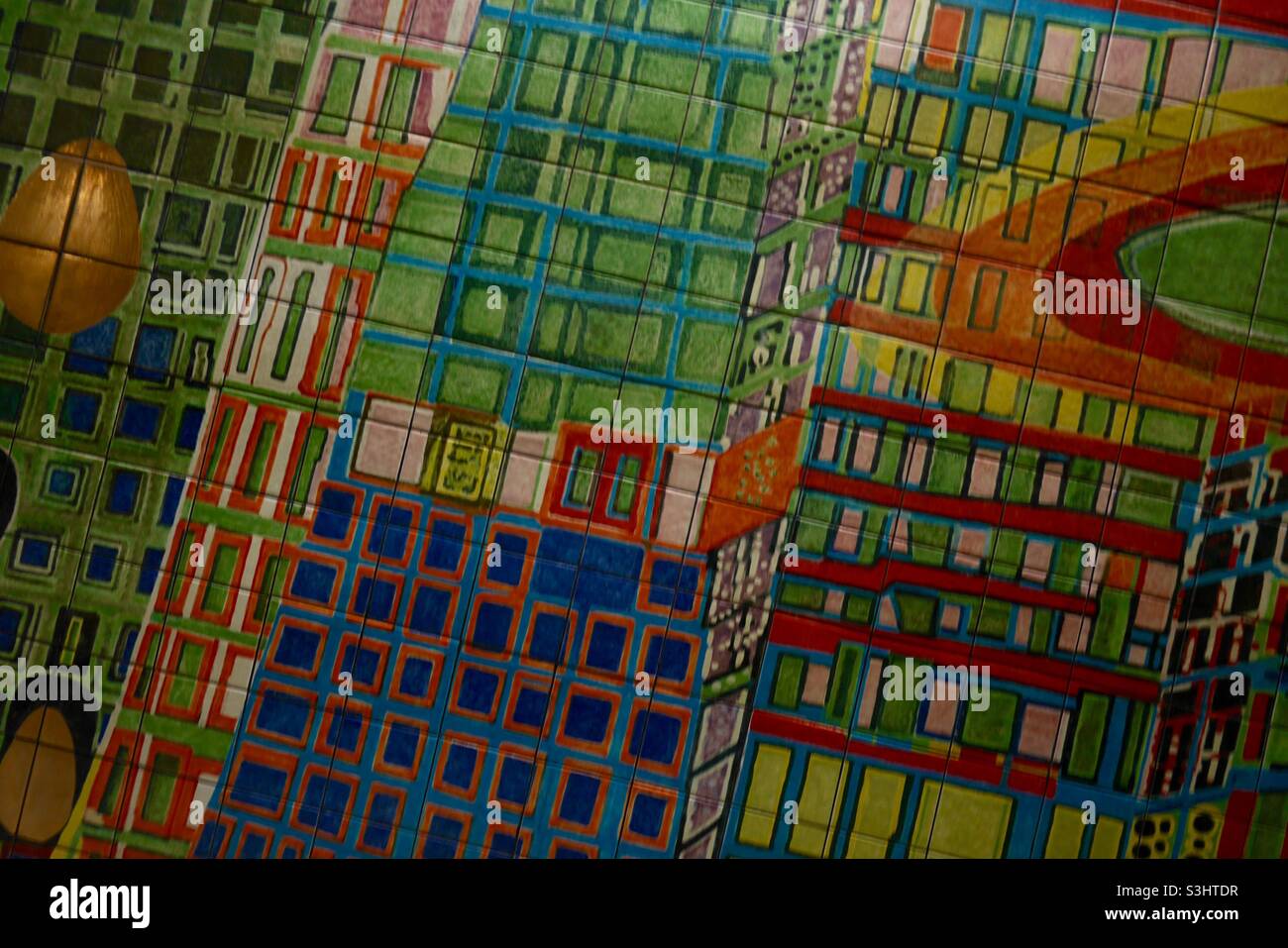 Madrid Subway station brightly colored mural tile art Stock Photo - Alamy