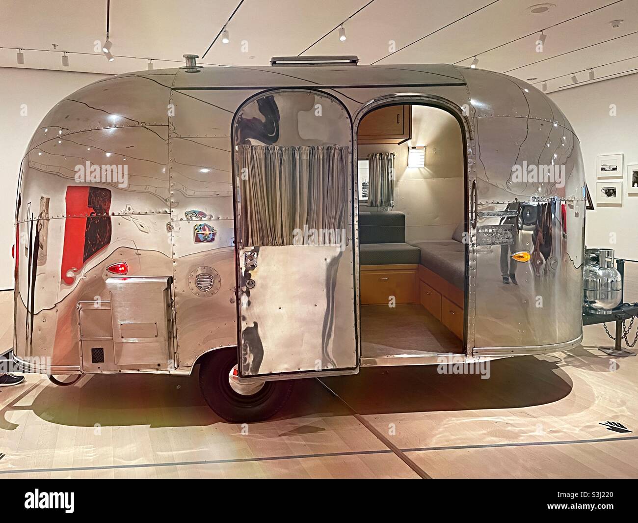 A vintage airstream travel trailer on display as part of the automania ...