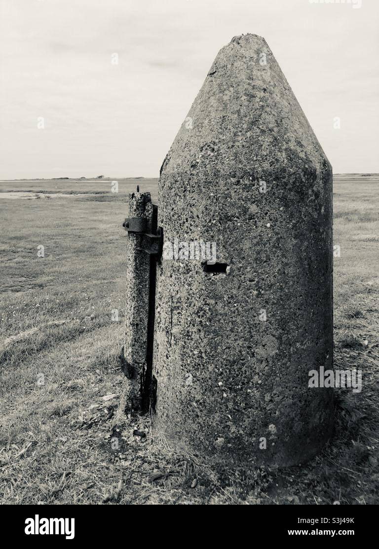 Conical World War Two German concrete sentry post preserved at Lager ...