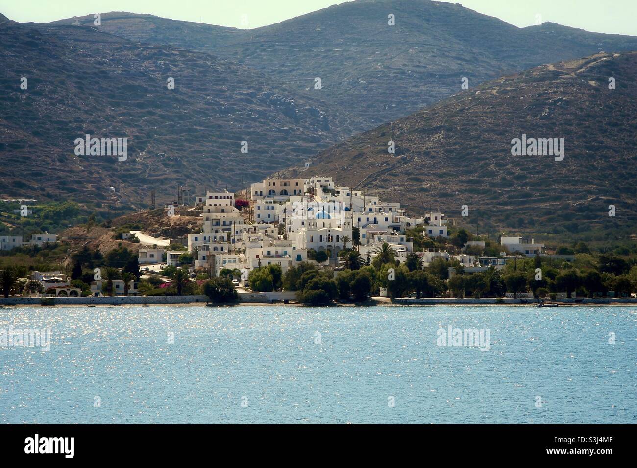 The tiny Greek island of Amorgos. This Cyclades island is located in ...