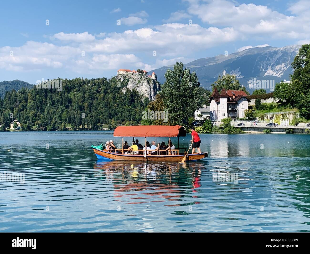 Tour boat on lake bled Stock Photo - Alamy