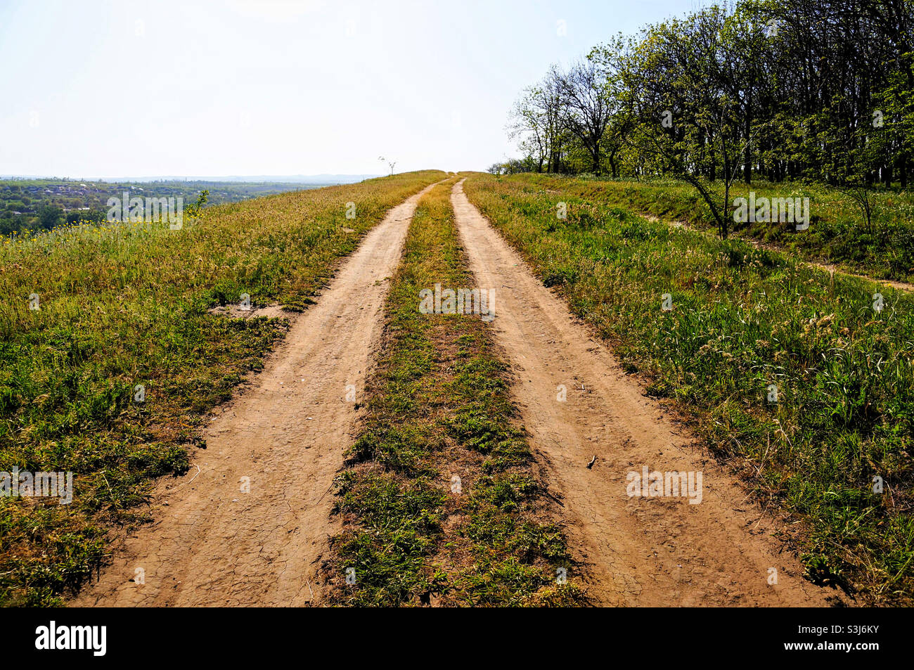 field road stretching into the distance Stock Photo - Alamy