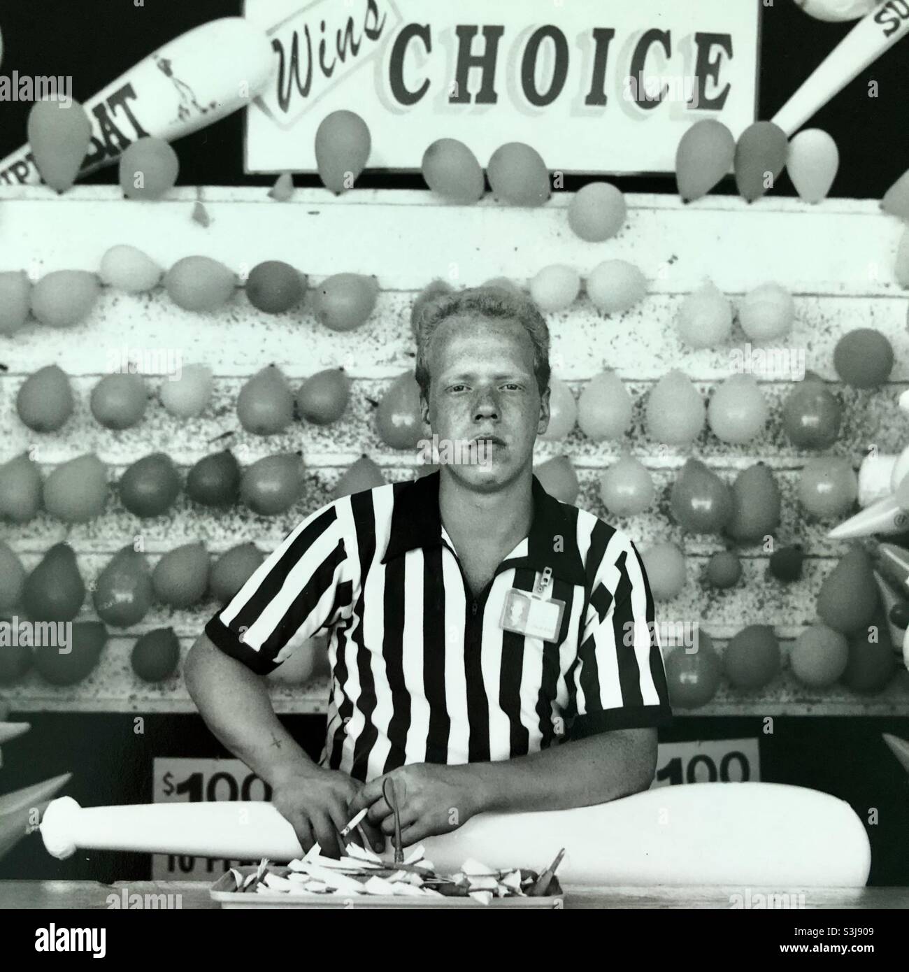 Portrait of booth worker at Fair in Maine Stock Photo - Alamy