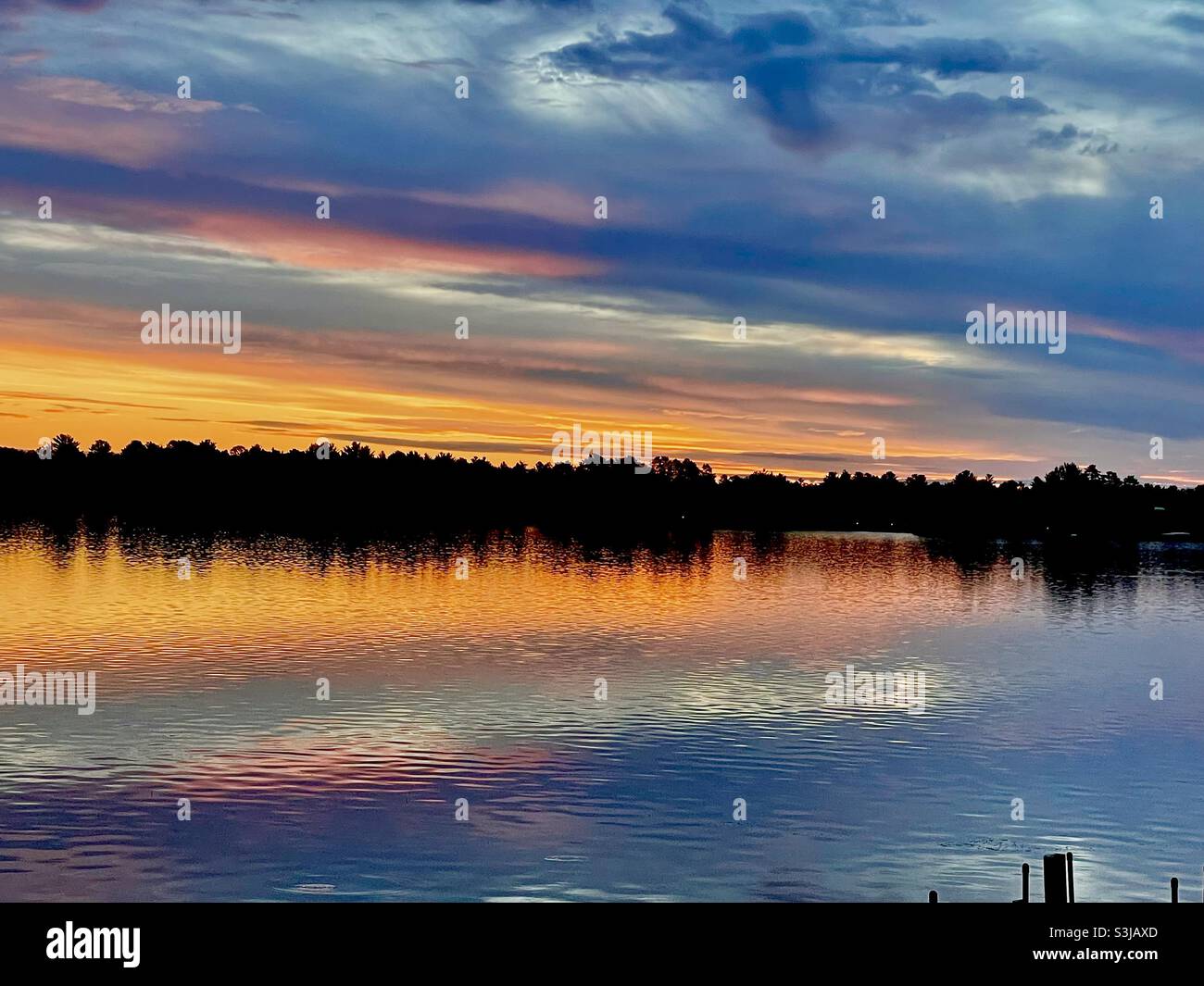 An Autumn Sunrise on Cross Lake, Minnesota before fishing tournament ...