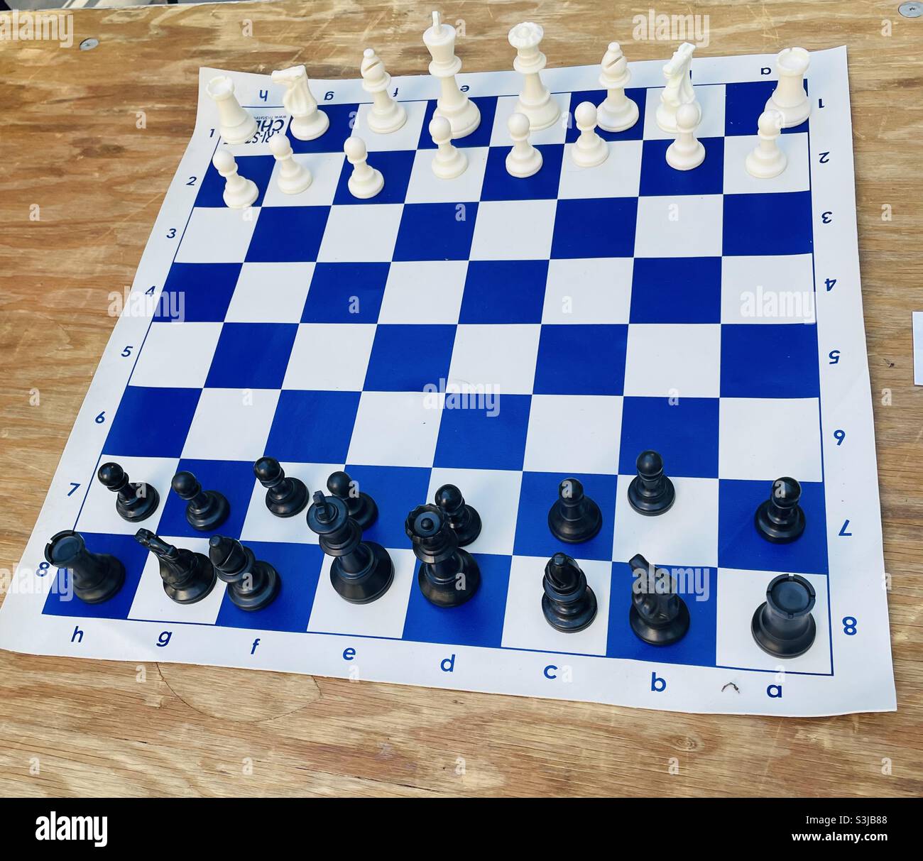 Blue and white chessboard Stock Photo - Alamy
