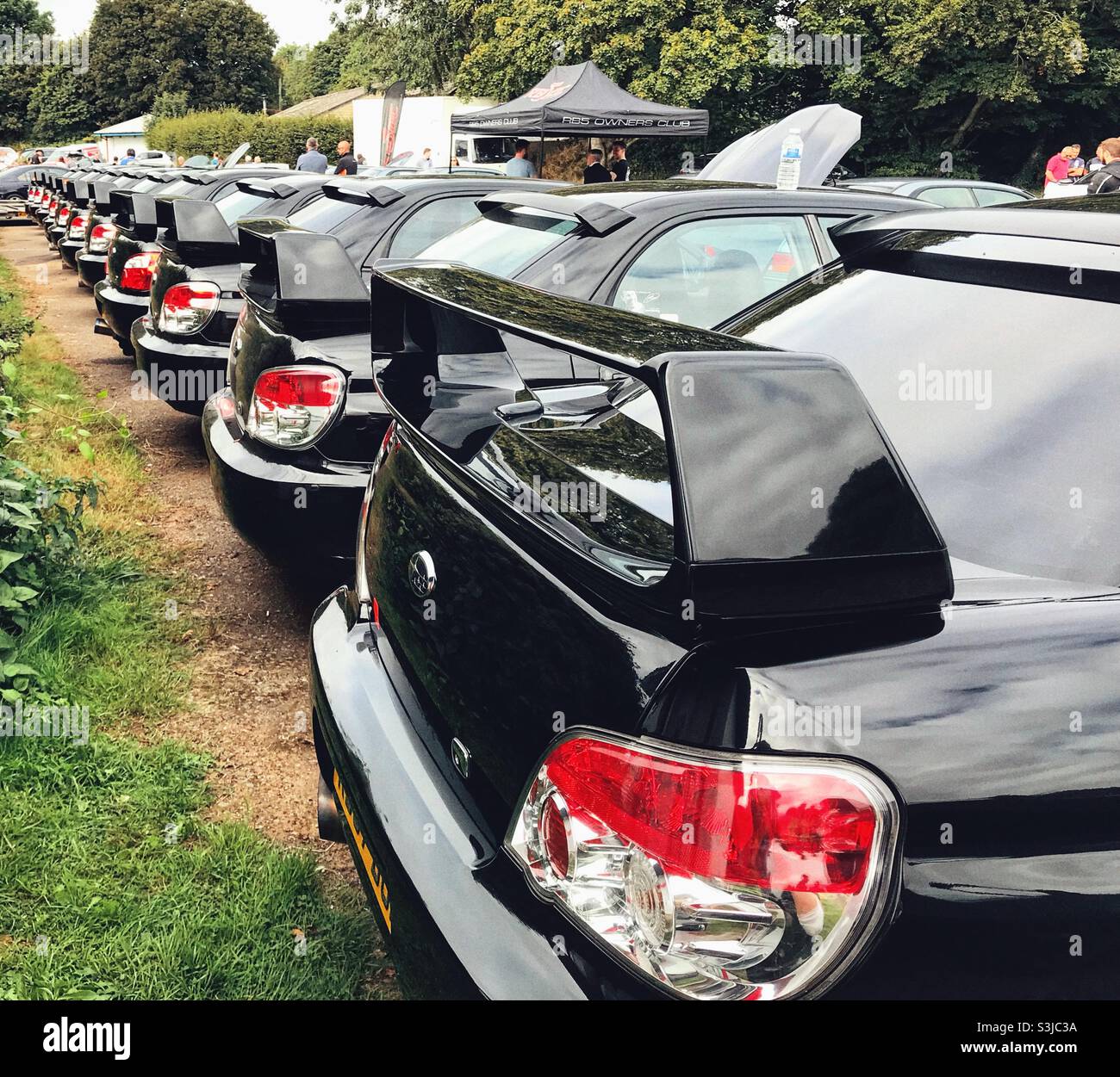 Row of Black Subaru Impreza 320 Cars at Castle Combe Rally Day Stock ...