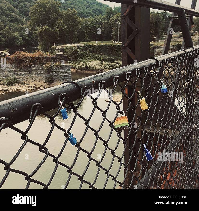 Locks on bridge Stock Photo - Alamy