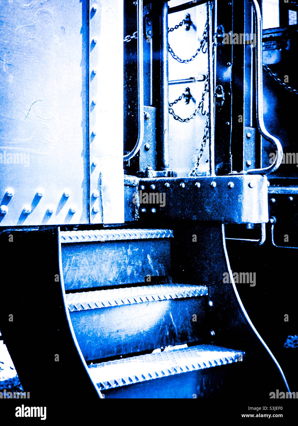 Steps up to old railway train Stock Photo - Alamy