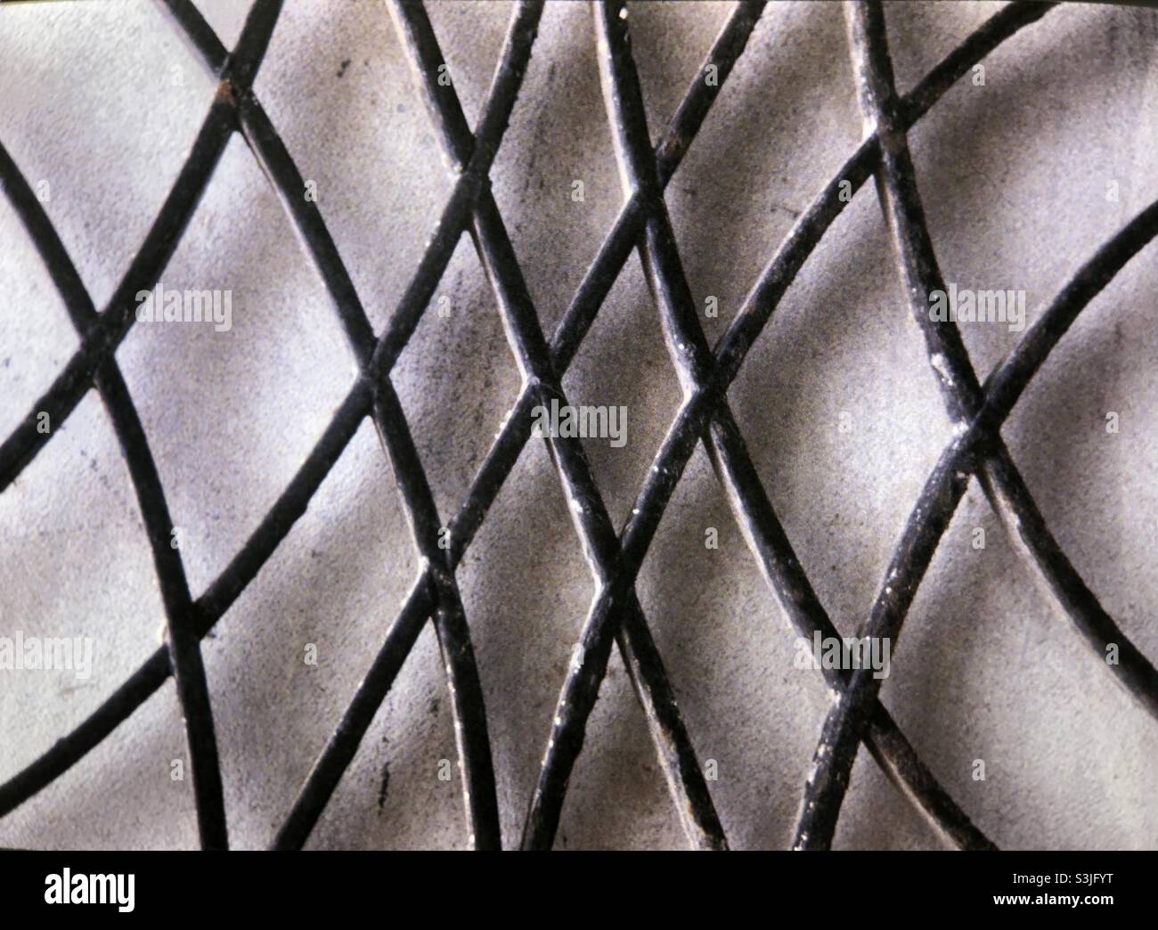 Decorative curving Wrought iron screen in door in Bruges Belgium Stock ...