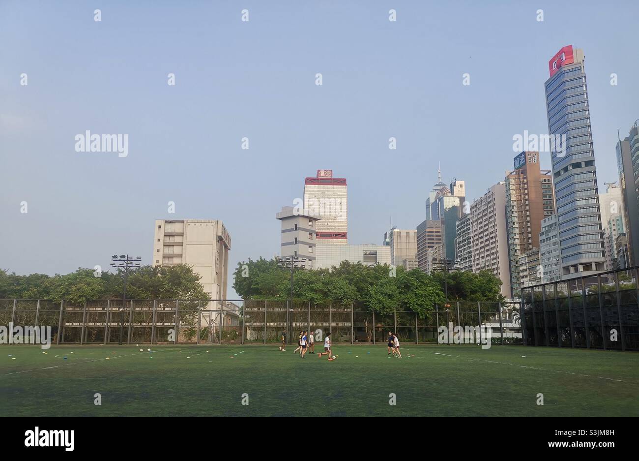 Children playing football at the soccer field near the sun Yat sen ...