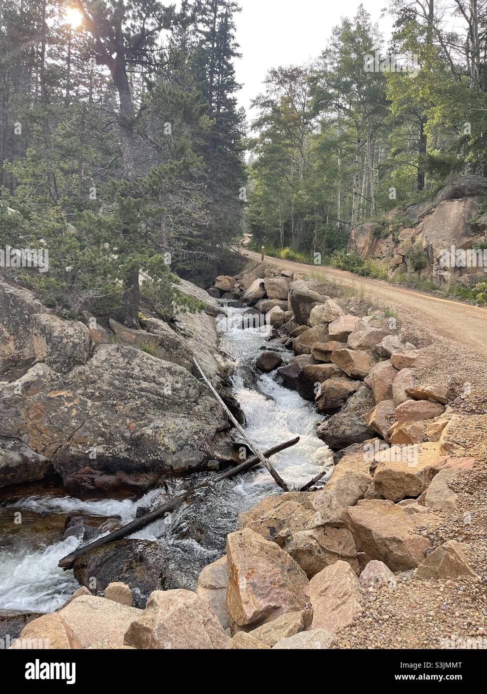 Waterfall off of Old Fall River Road Stock Photo - Alamy
