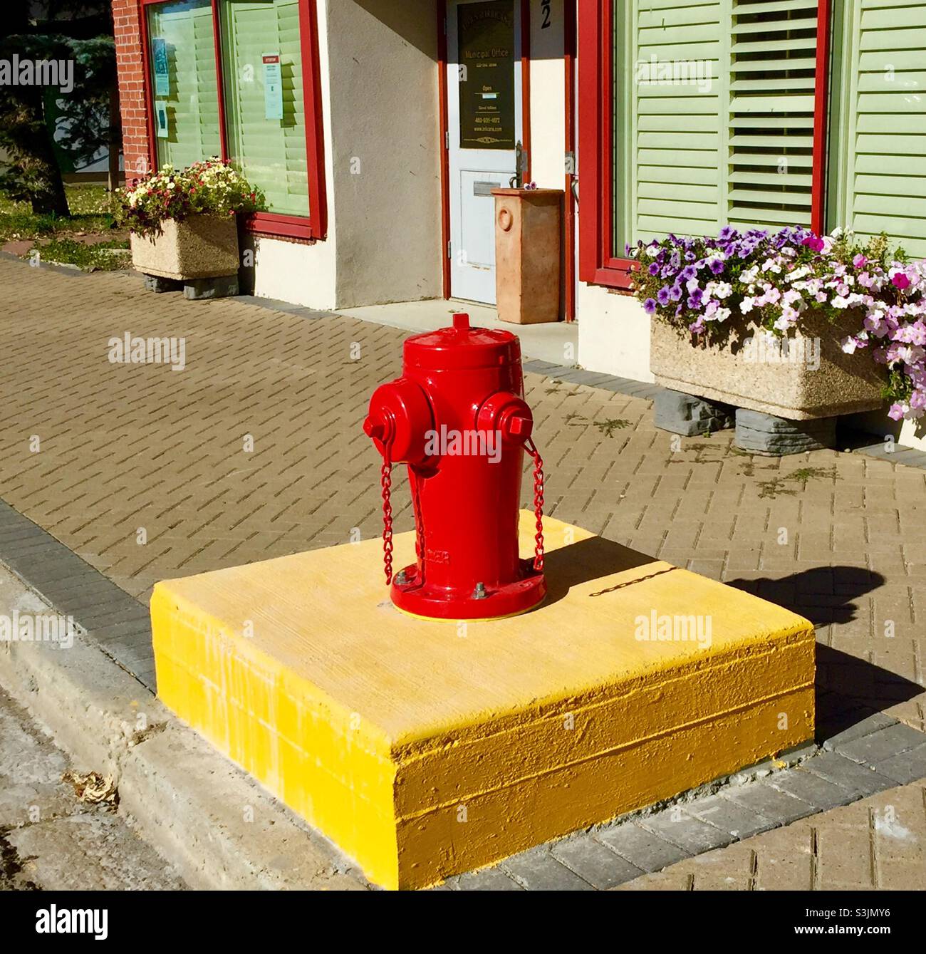 Fire hydrant, downtown Irricana, Village, Alberta, Canada Stock Photo ...