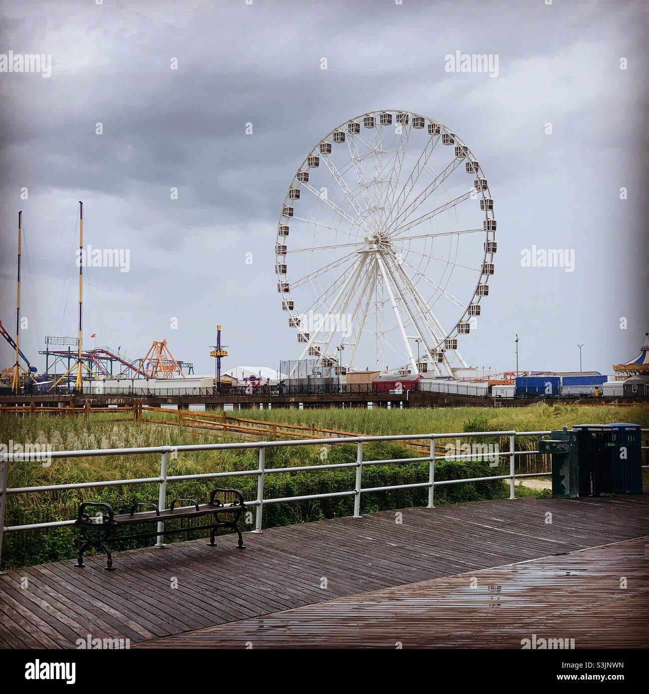 August, 2021, a view from the Boardwalk of the Observation Wheel, Steel ...