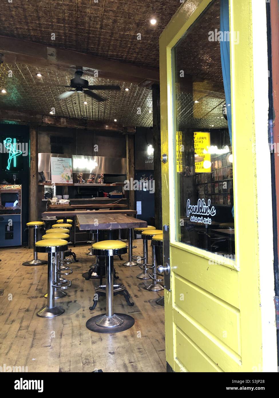 A glimpse inside a café in Old Town Montreal, Quebec, Canada Stock ...