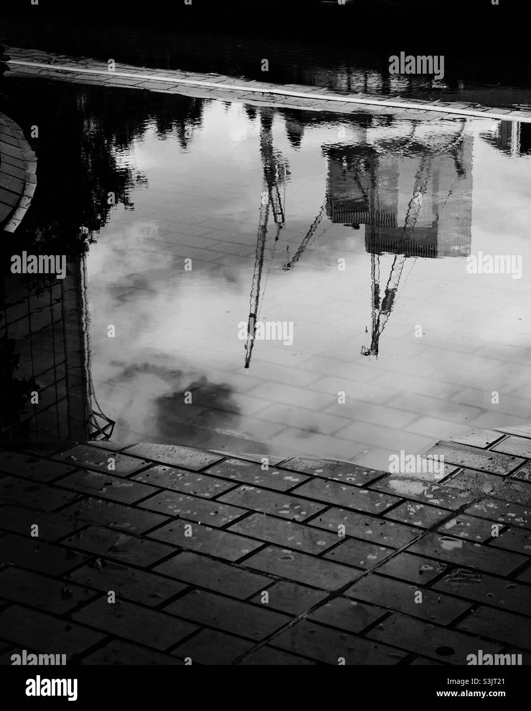 Rain In Puddle Black And White