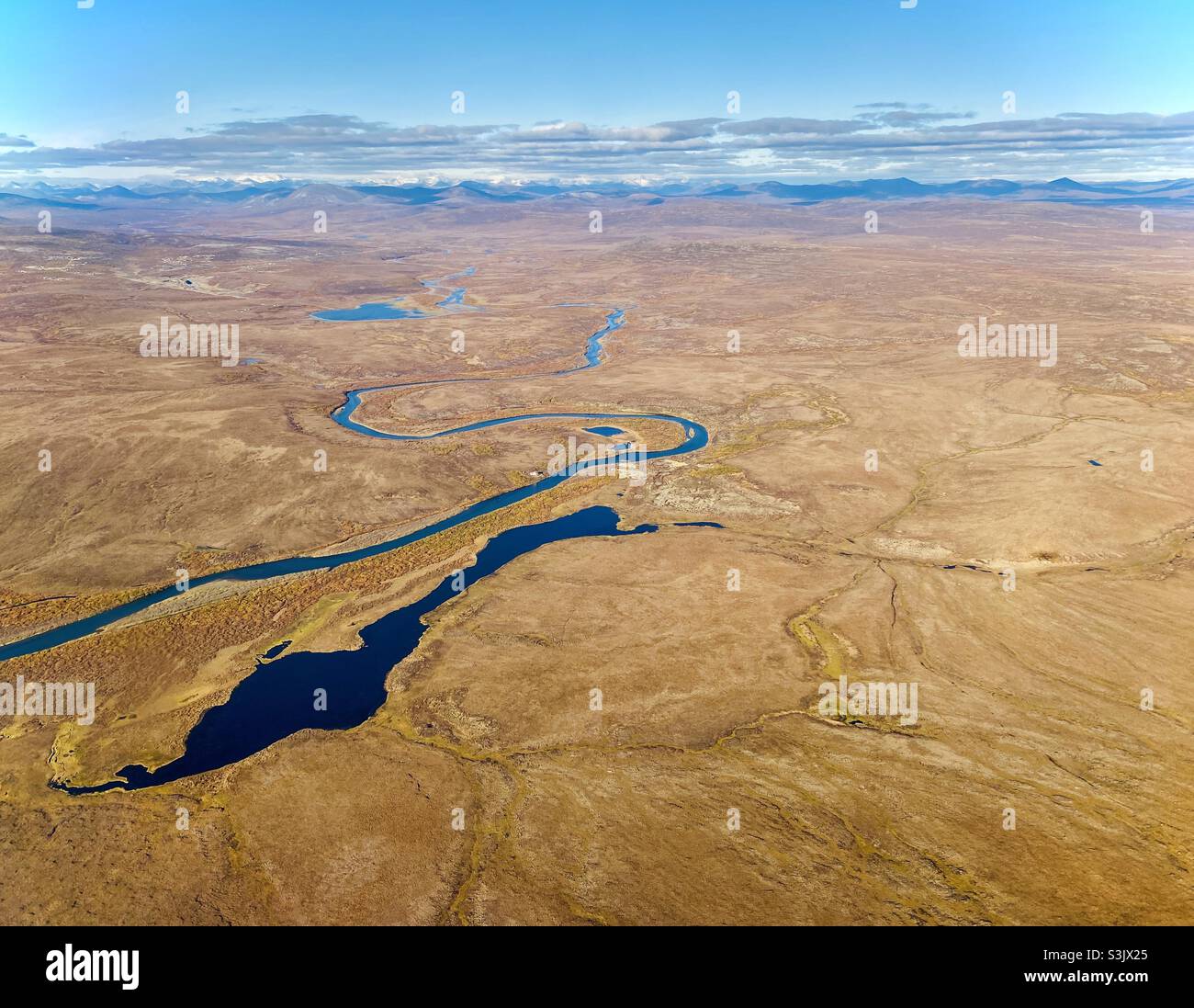 Arctic tundra, aerial view, approaching Nome, Alaska Stock Photo - Alamy