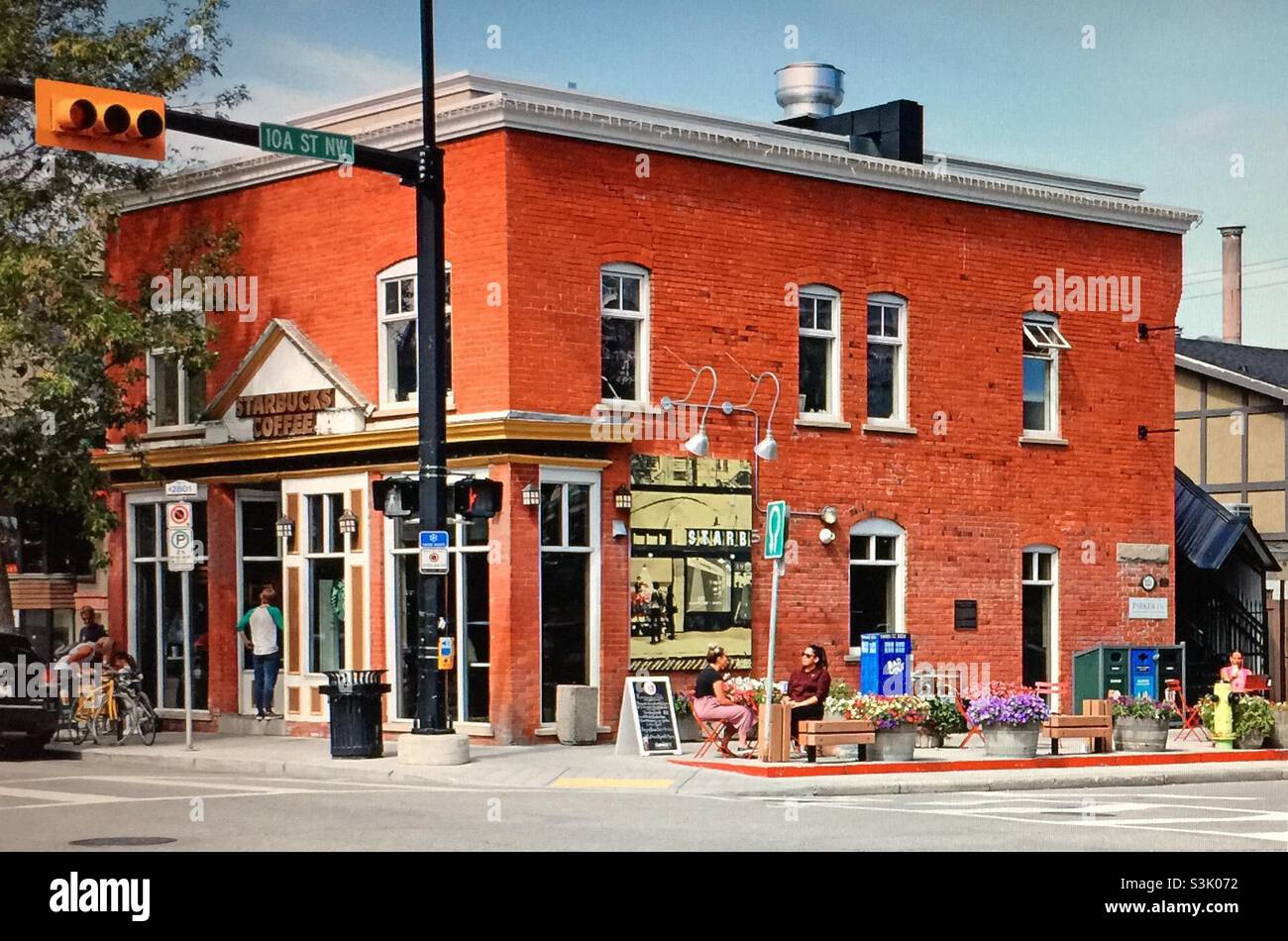 Kensington, Calgary, Alberta, street corner, coffee time Stock Photo ...