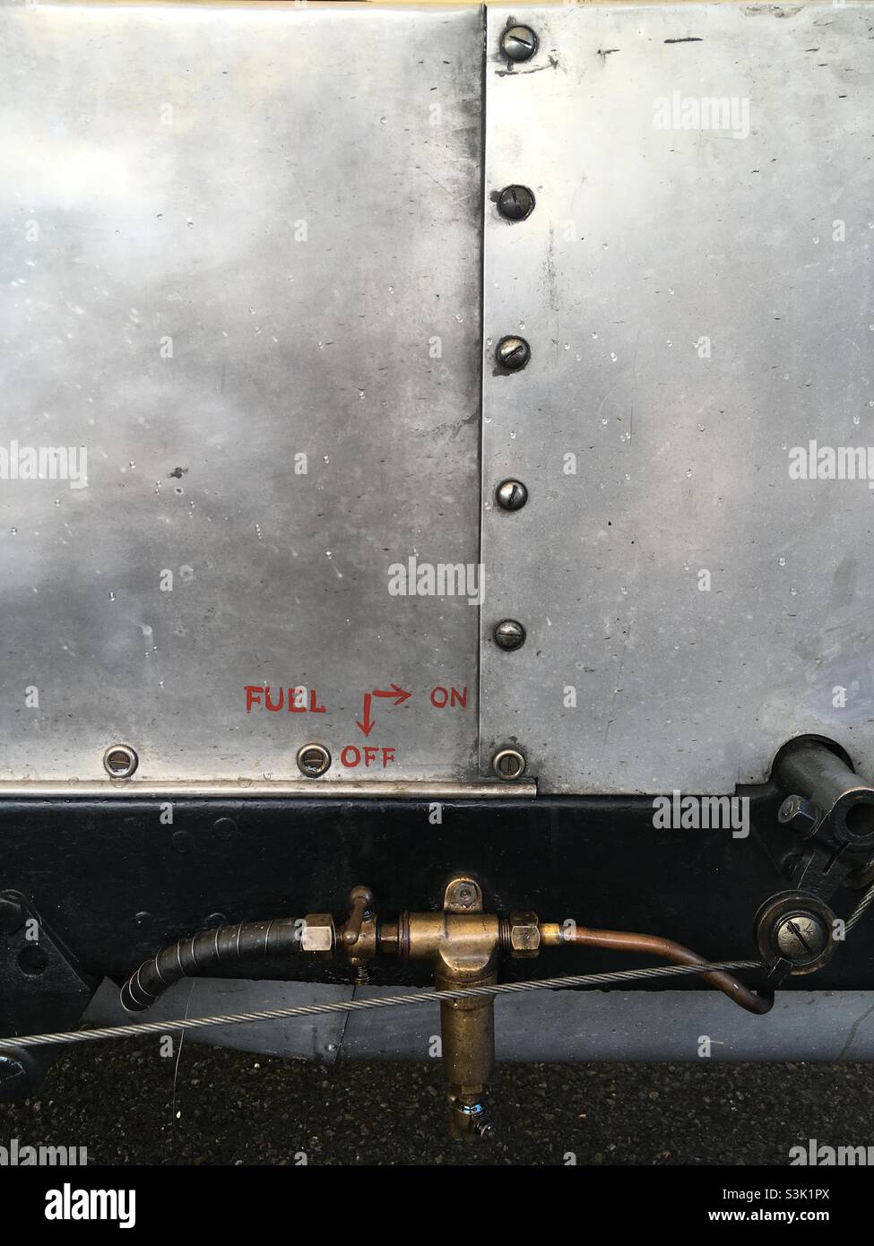 Vintage race car detail, rivets and petrol pipes. Goodwood Members ...