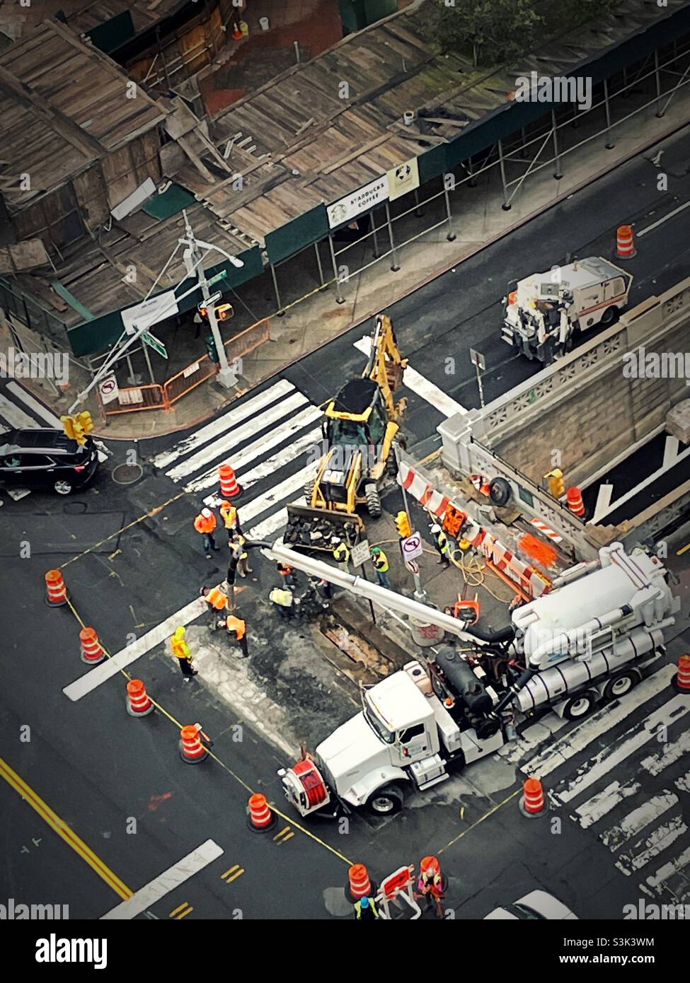 New York city employees making emergency street repairs at the ...