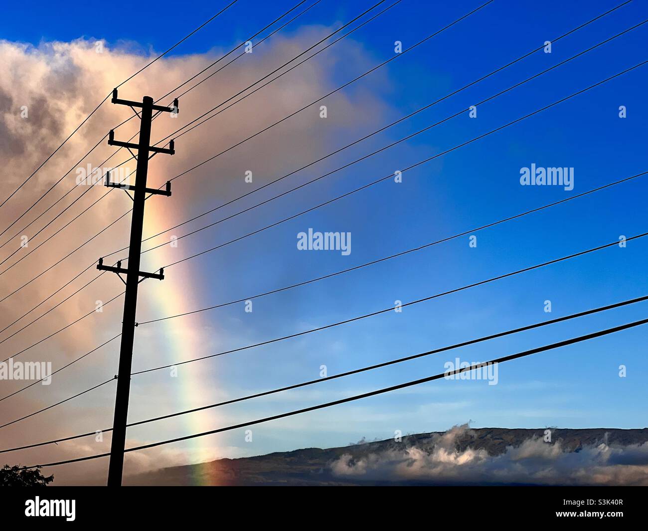 Beautiful colorful rainbow glowing in the background of a electrical ...