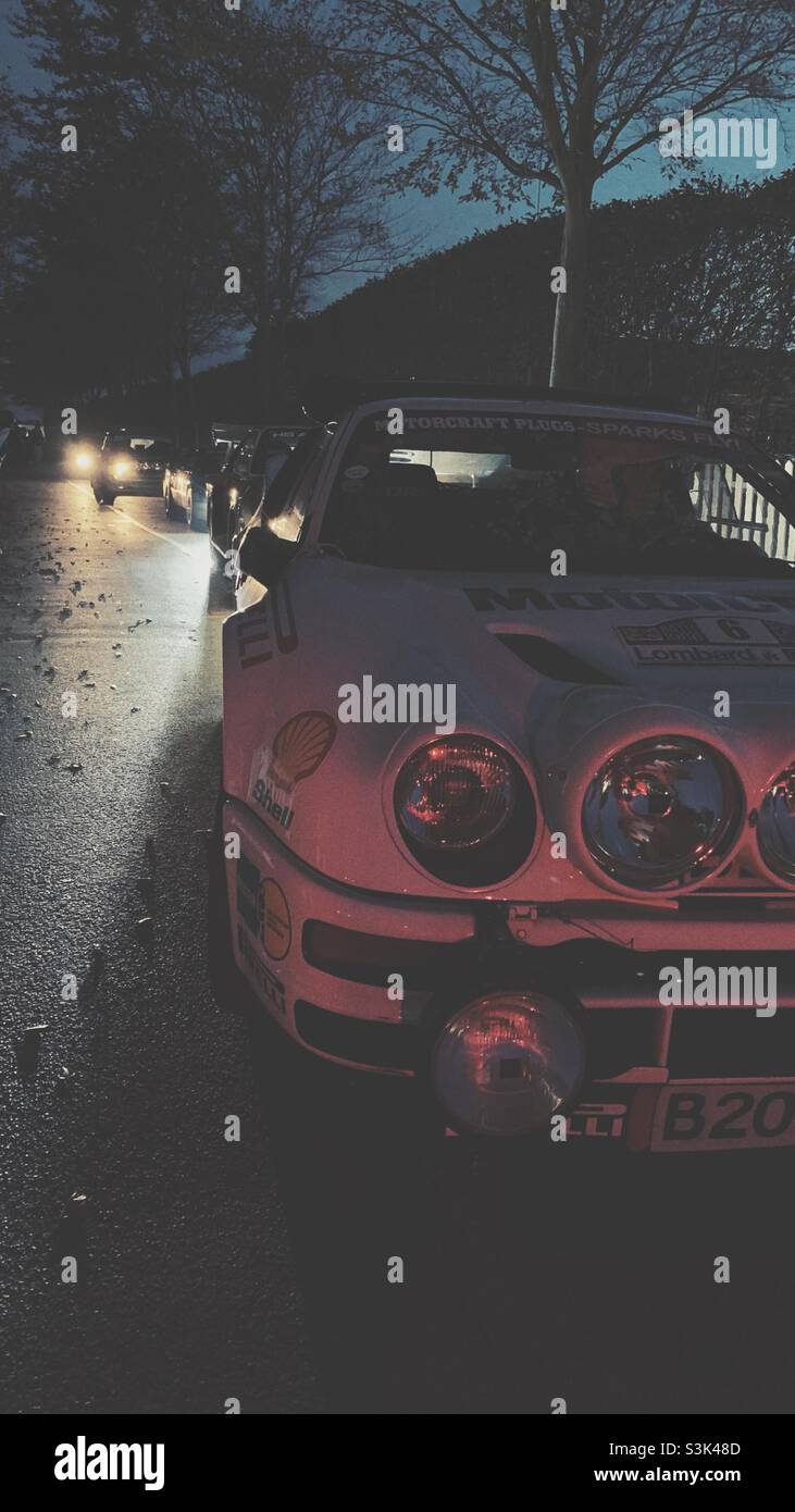 Rally cars at night Stock Photo - Alamy