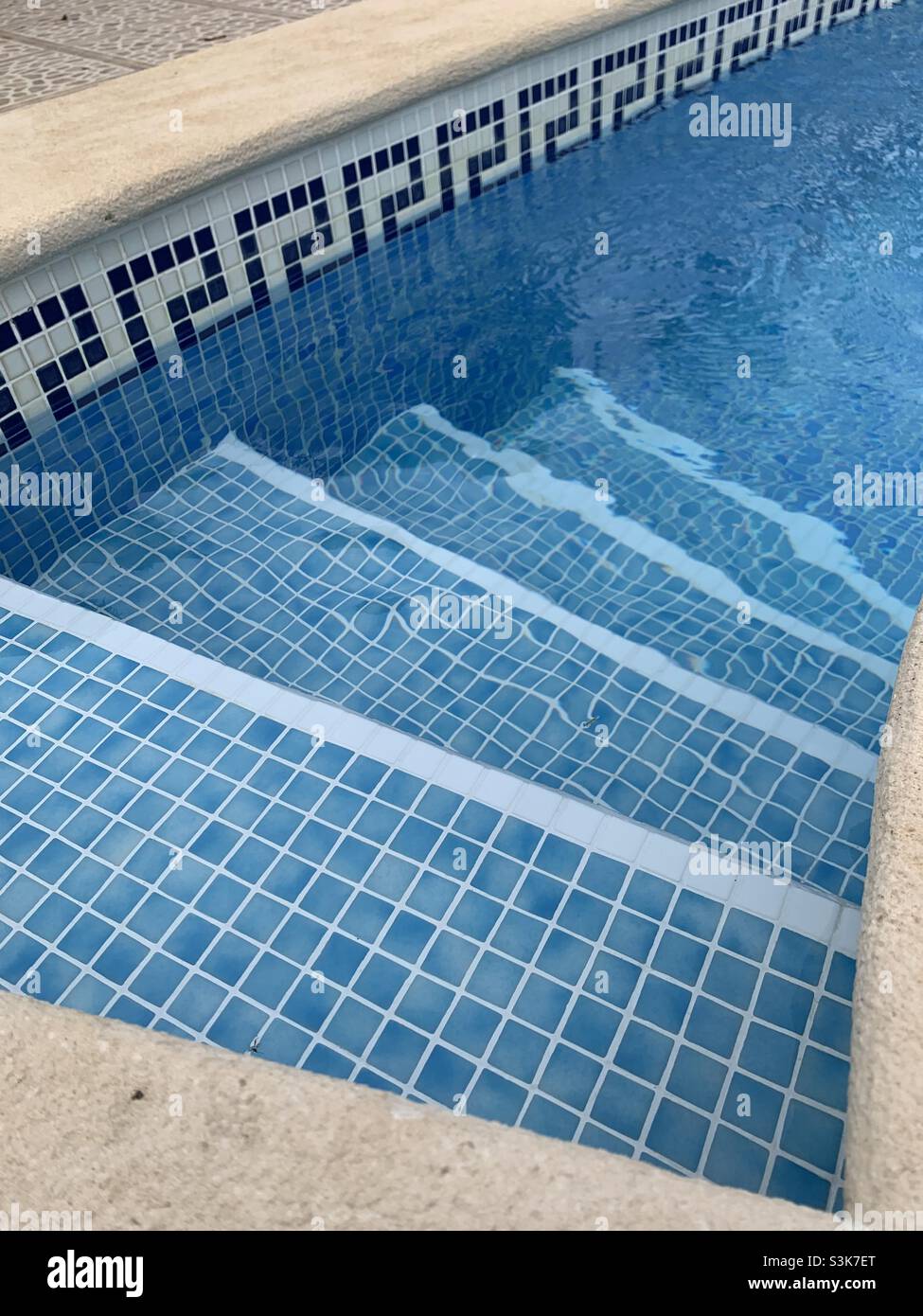 Swimming pool steps. Getting into the pool. Villa pool. Holiday Stock ...