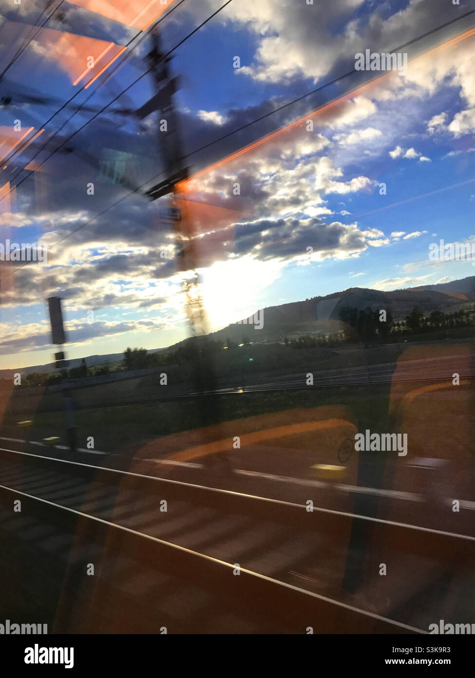 View from a train window Stock Photo - Alamy