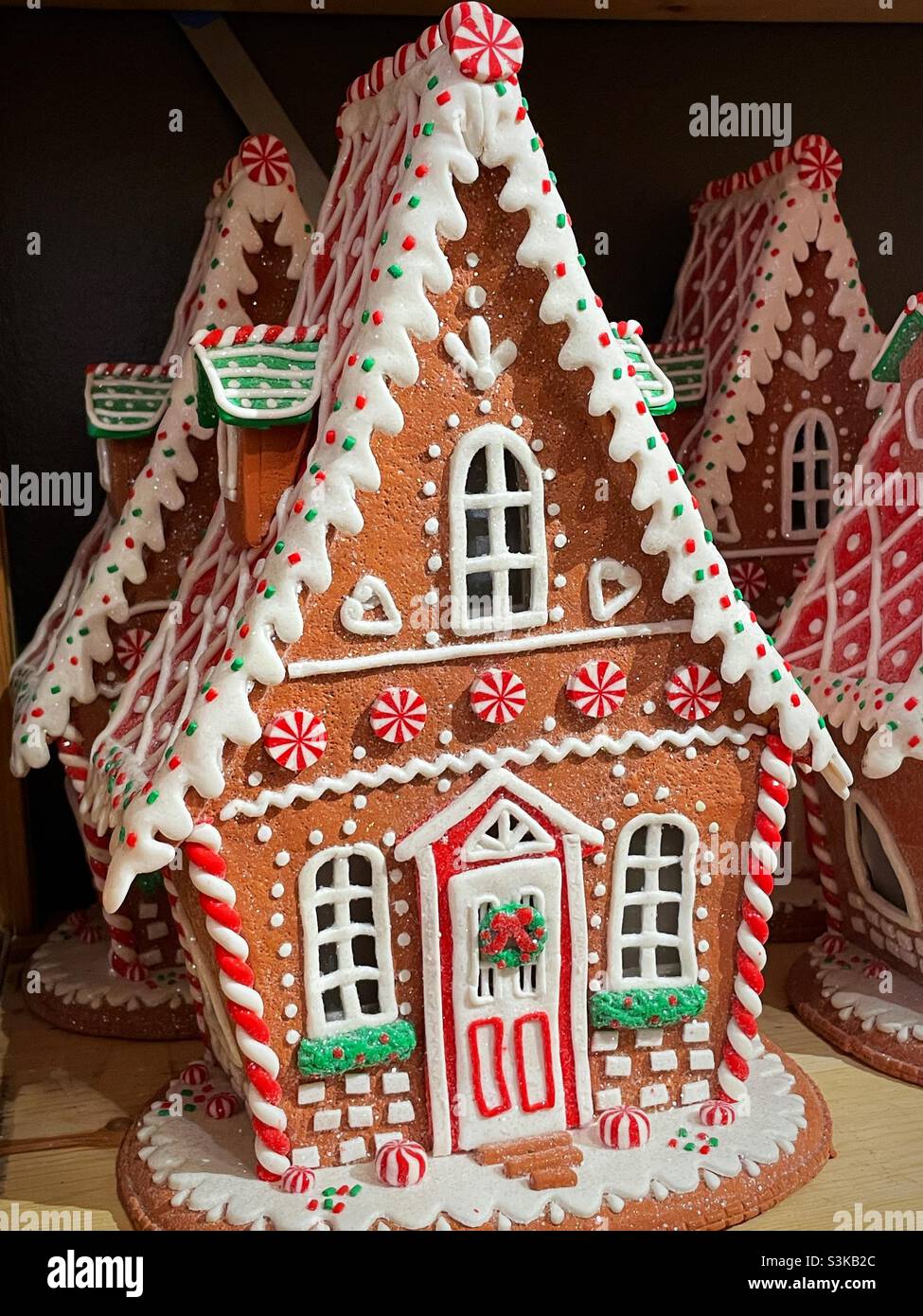 Holiday Display of gingerbread houses for sale during the Christmas ...