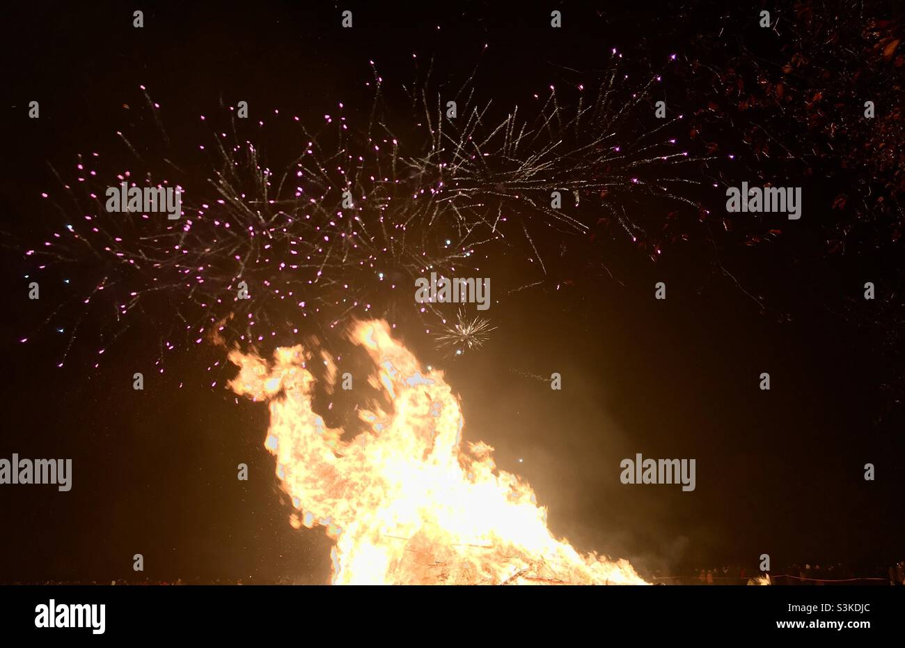 Flame and Fireworks Stock Photo - Alamy