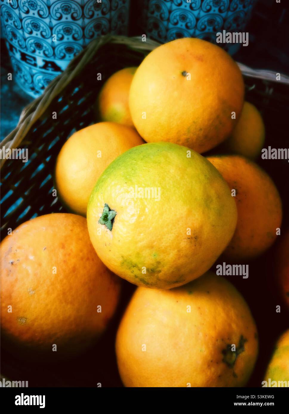 Collection of freshly picked oranges in a kitchen in Spain Stock Photo ...