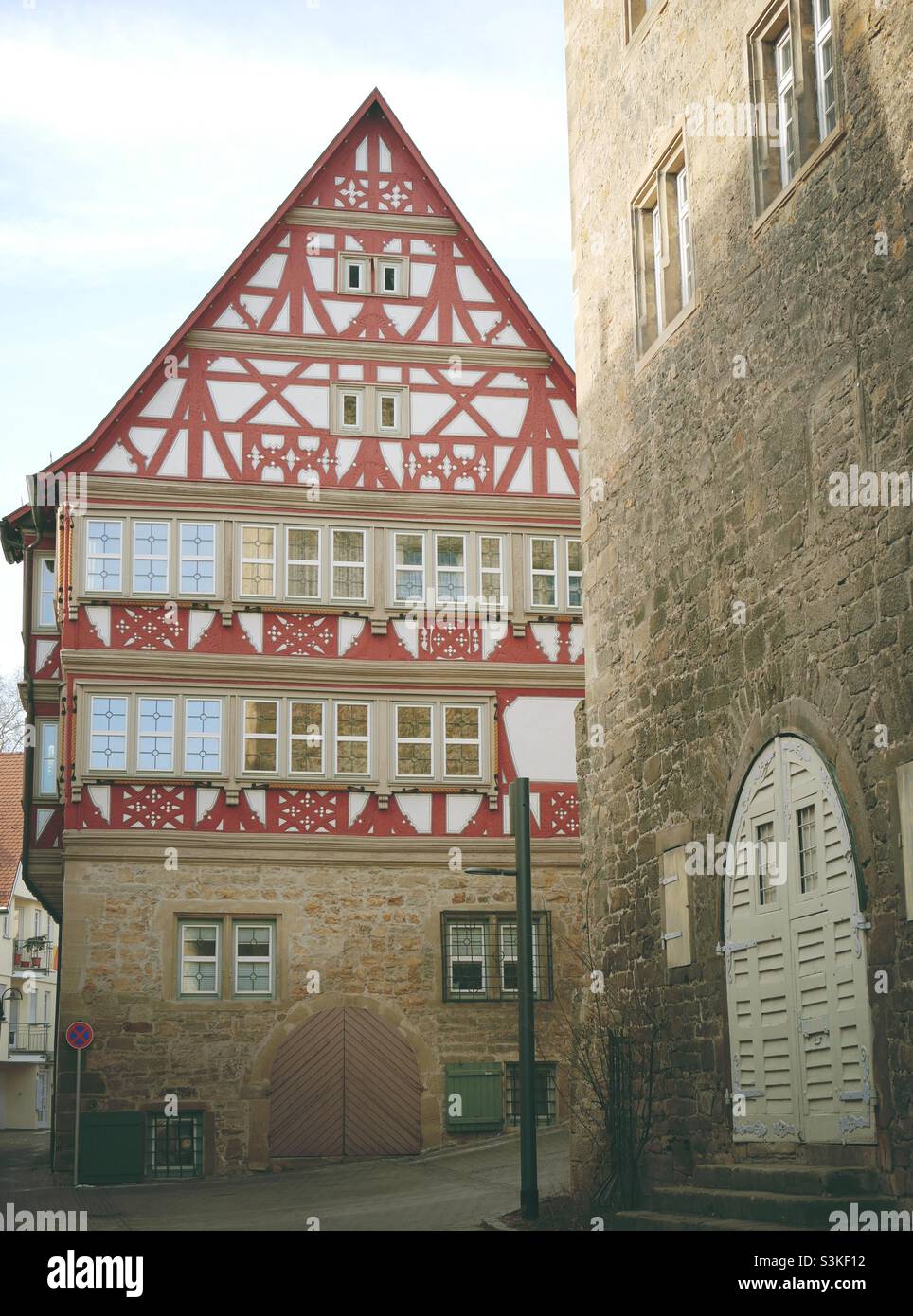 Medieval half timbered building in Oehringen in Germany Stock Photo - Alamy