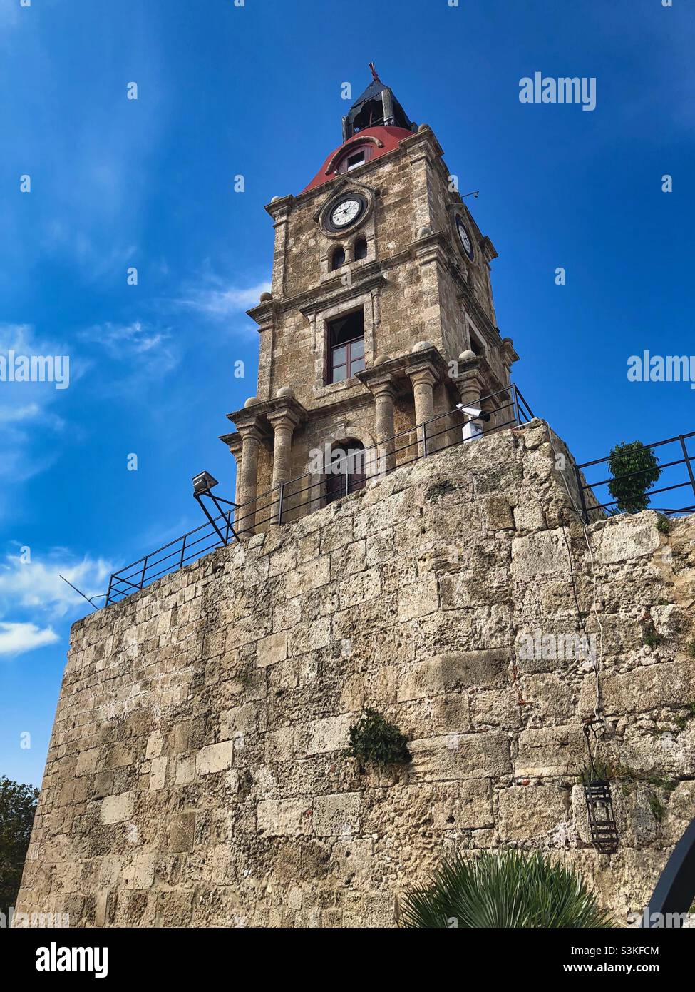 Medieval Clock Tower in the old town of Rhodes, Greece Stock Photo - Alamy