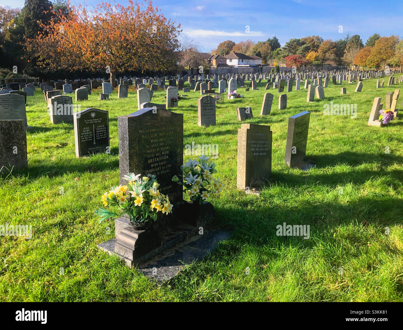 Gravestones in the graveyard at St Michael’s Church in Tilehurst ...