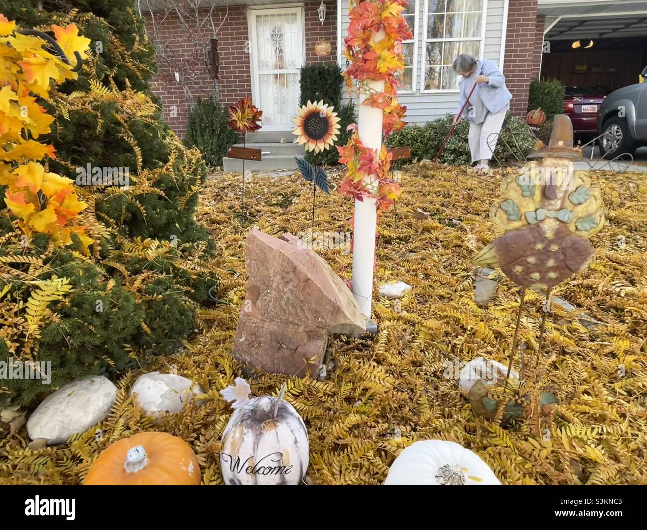 Sweeping autumn leaves hi-res stock photography and images - Alamy