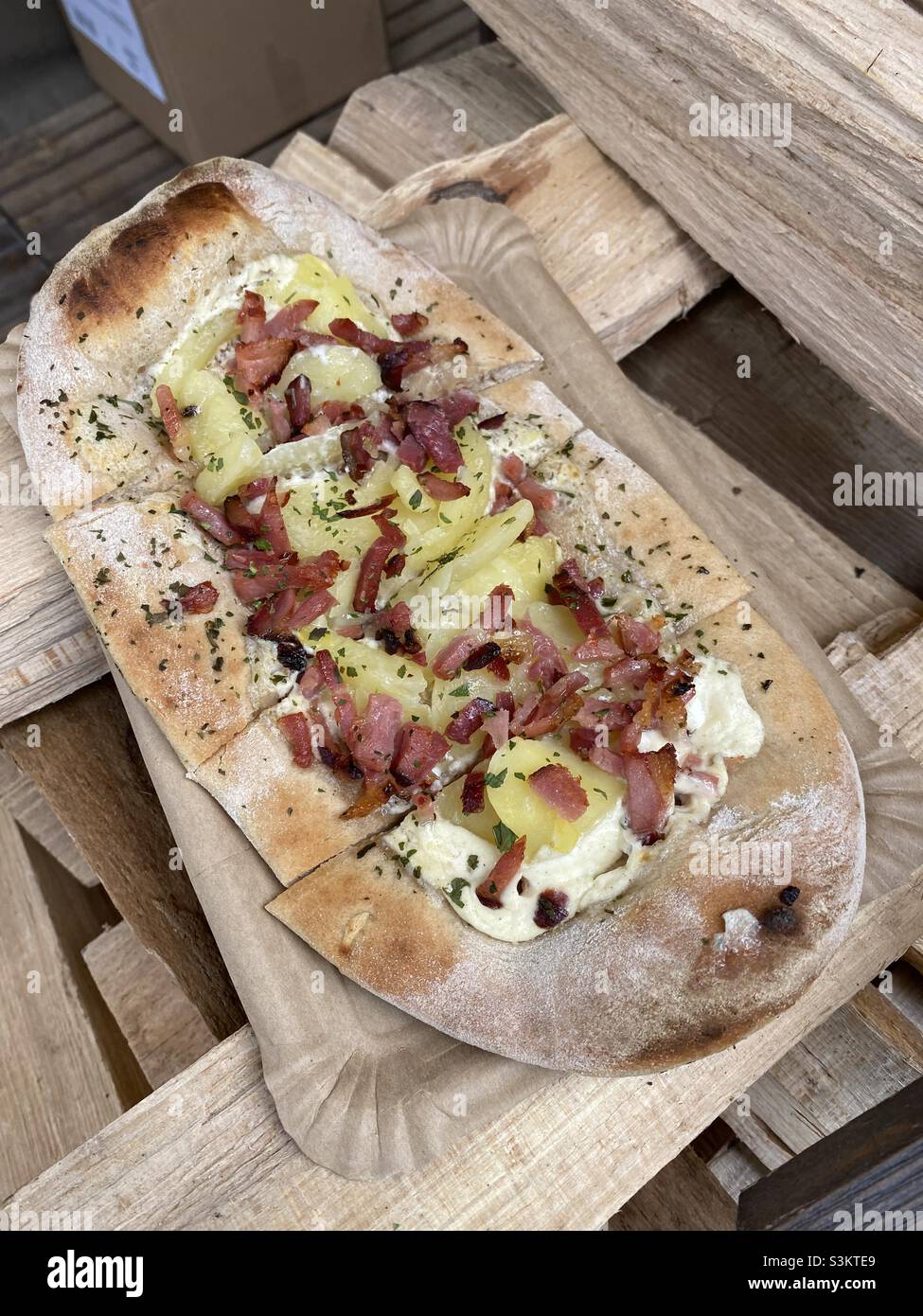 Real German Woodfired pizza Stock Photo - Alamy
