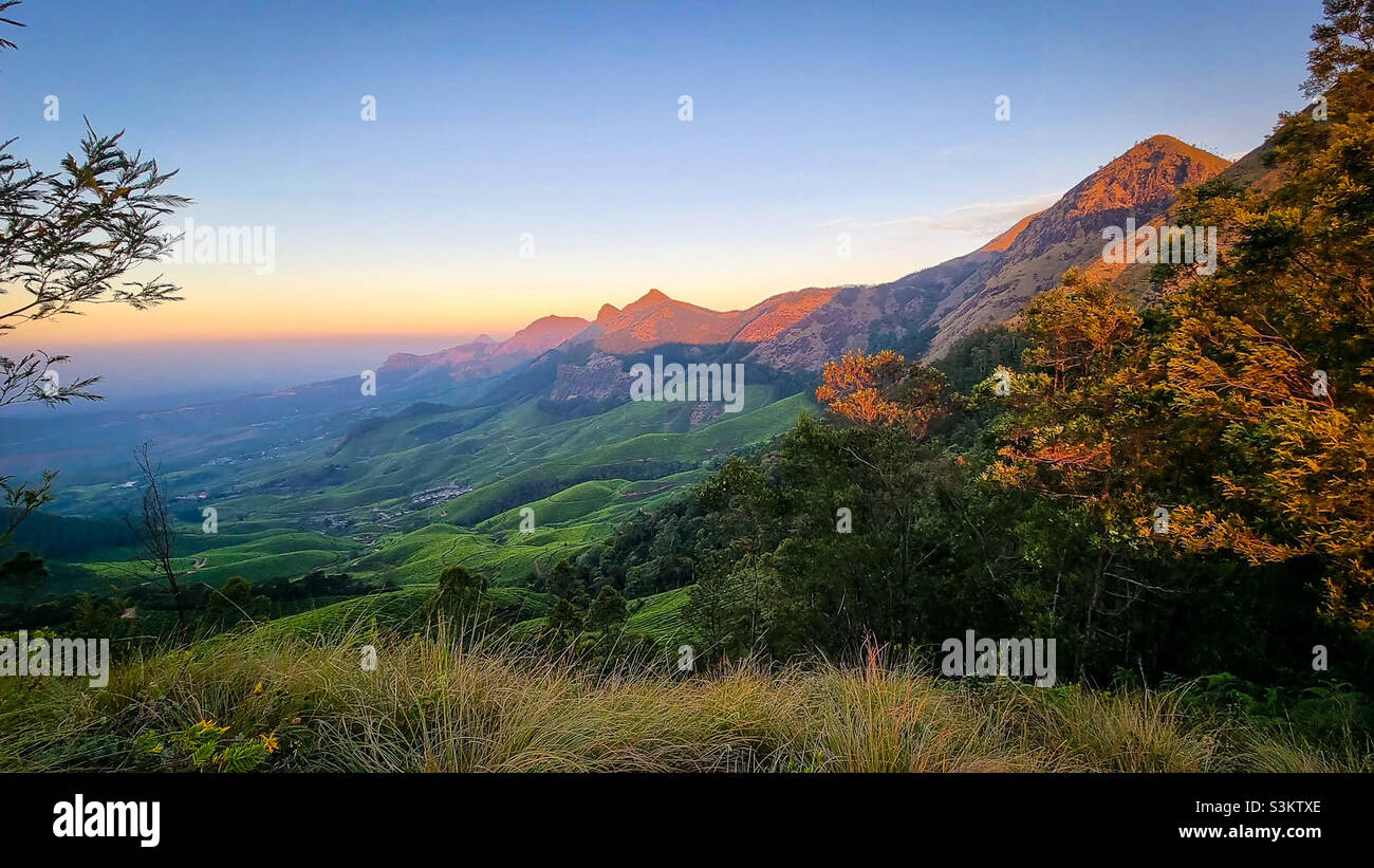 An early morning dawn at the range of mountains and valley! Stock Photo ...