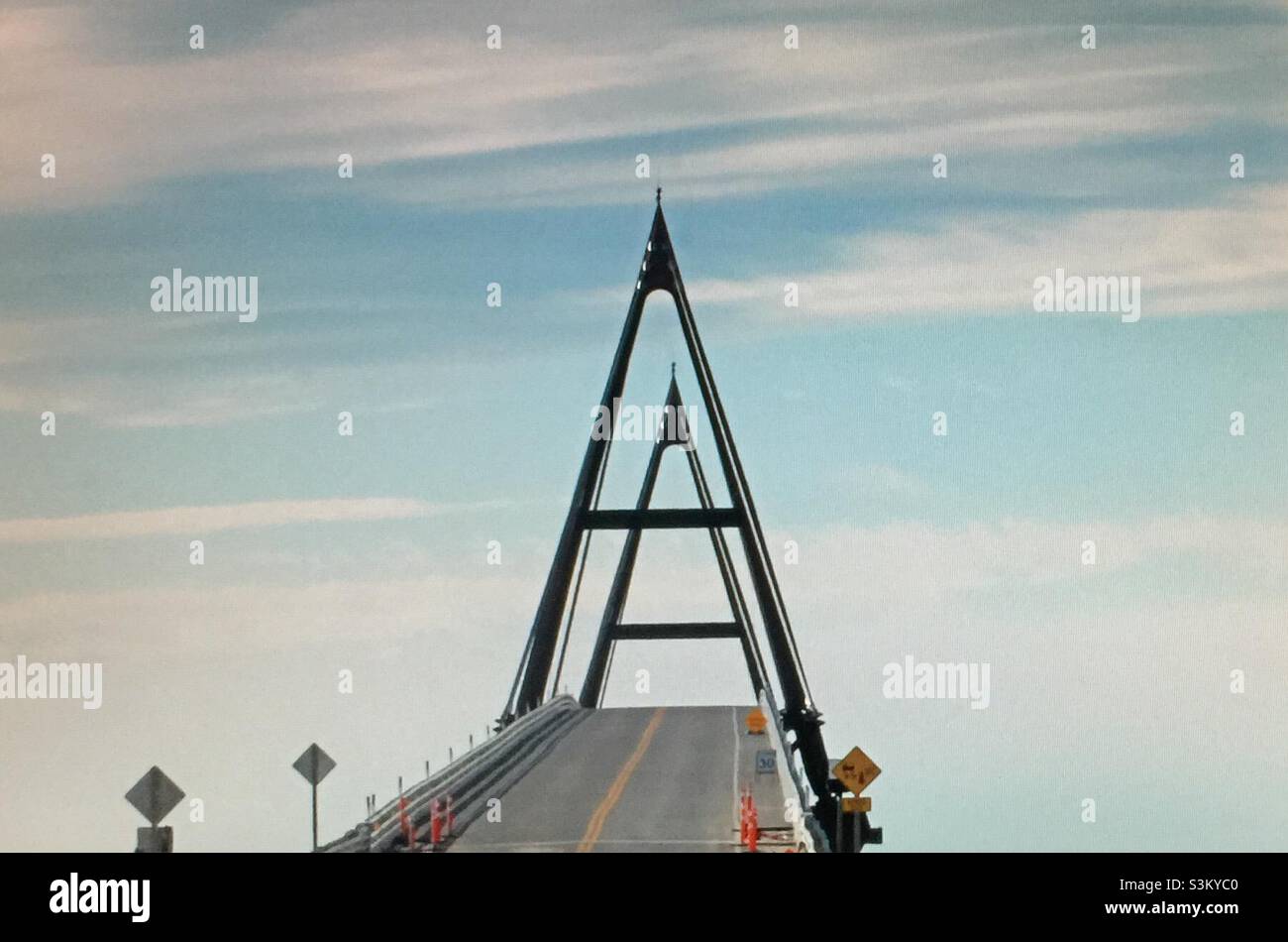 The Deh Cho Bridge, cable-stayed bridge ,Mackenzie River, Yellowknife ...