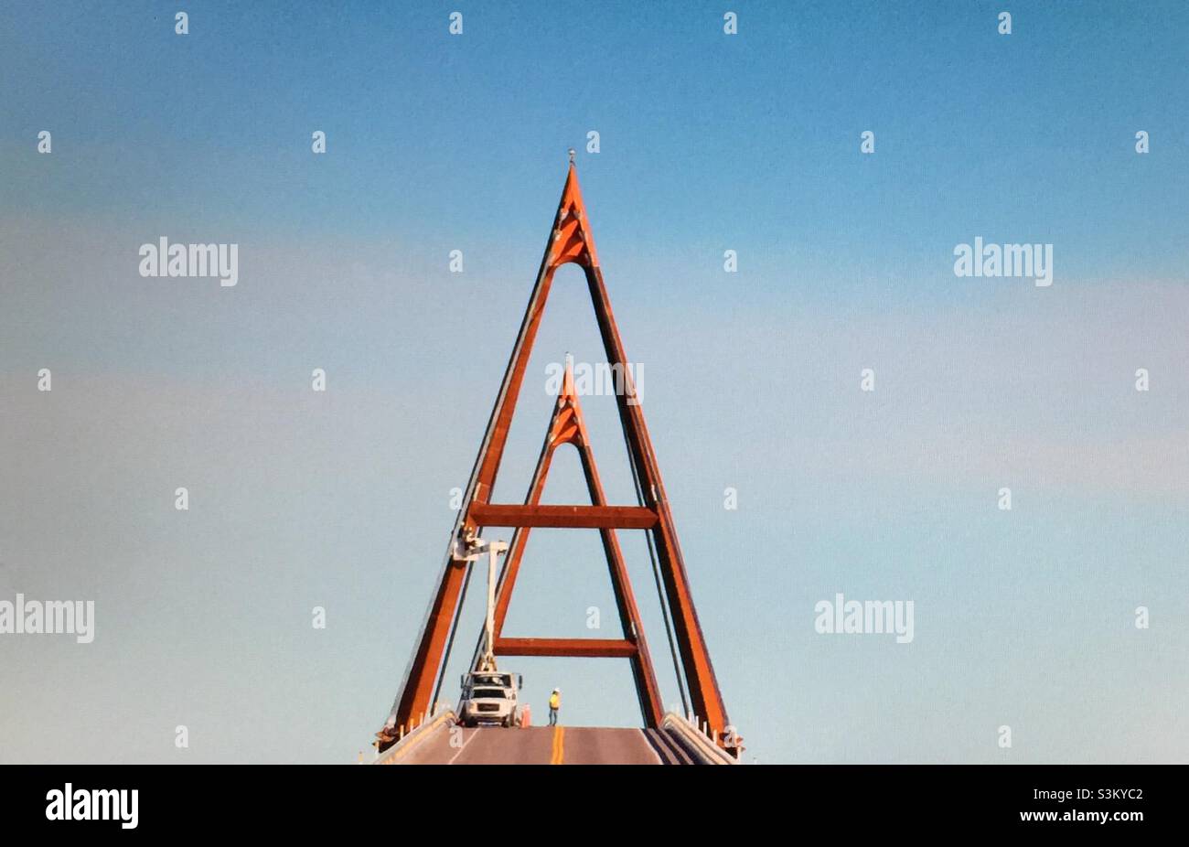 The Deh Cho Bridge, cable-stayed bridge ,Mackenzie River, Yellowknife ...