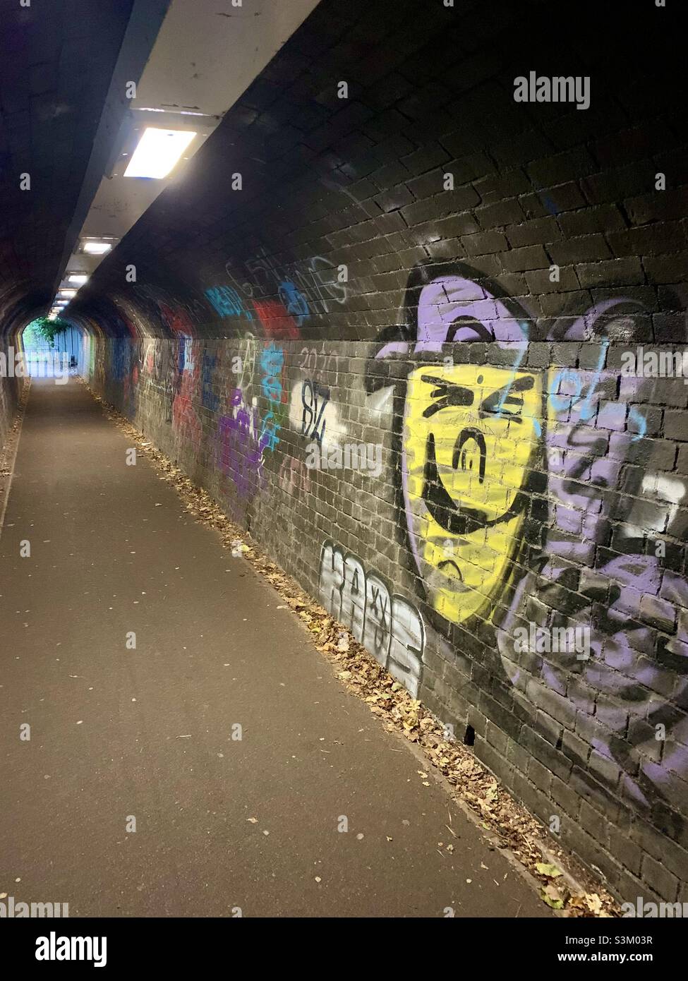 Graffiti art on the walls of an underpass in Bicester, Oxfordshire ...
