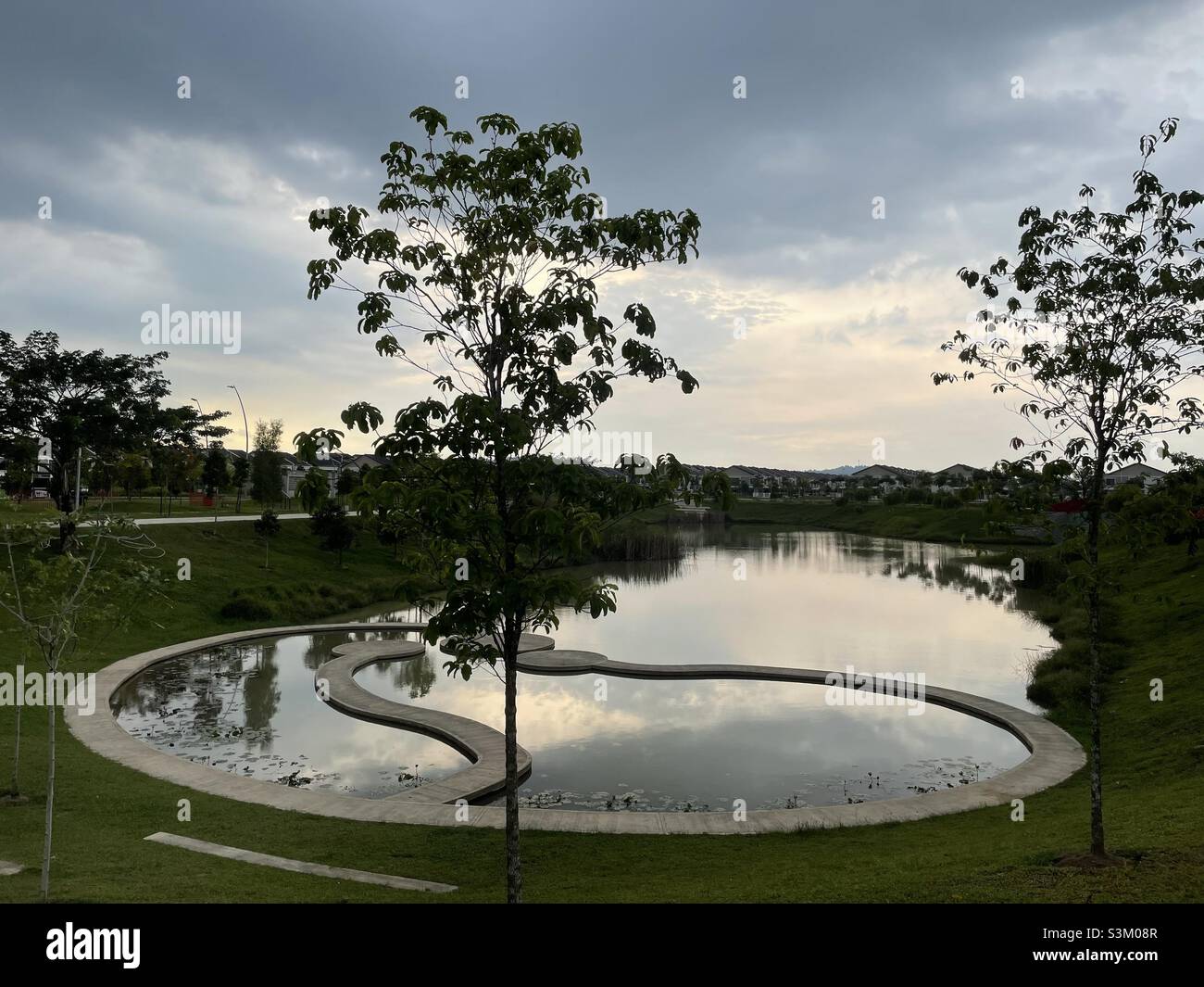 Evening landscape of Elmina Green located in Shah Alam, Selangor ...