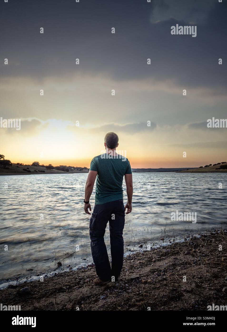 No face boy at sunset Stock Photo - Alamy