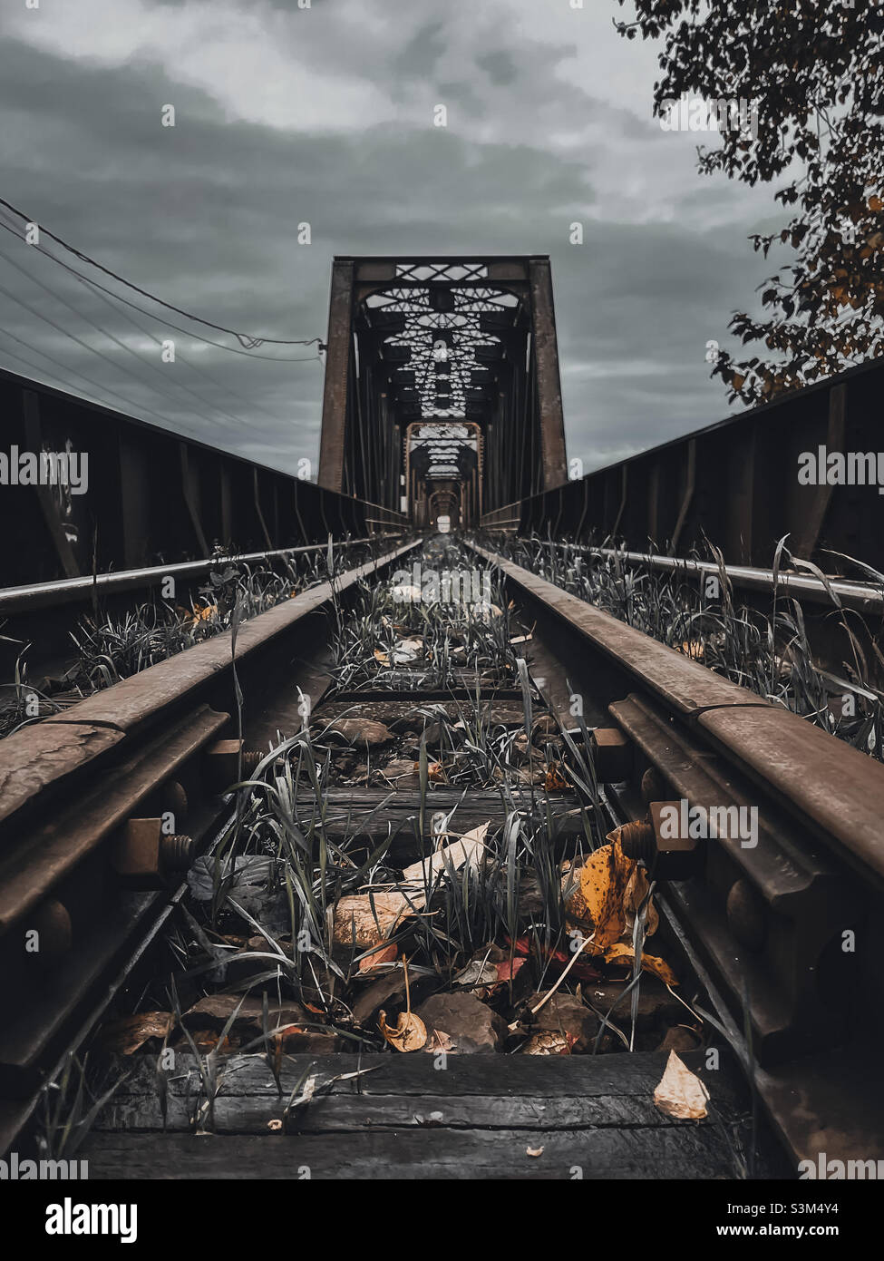 Moody Train Tracks Stock Photo - Alamy